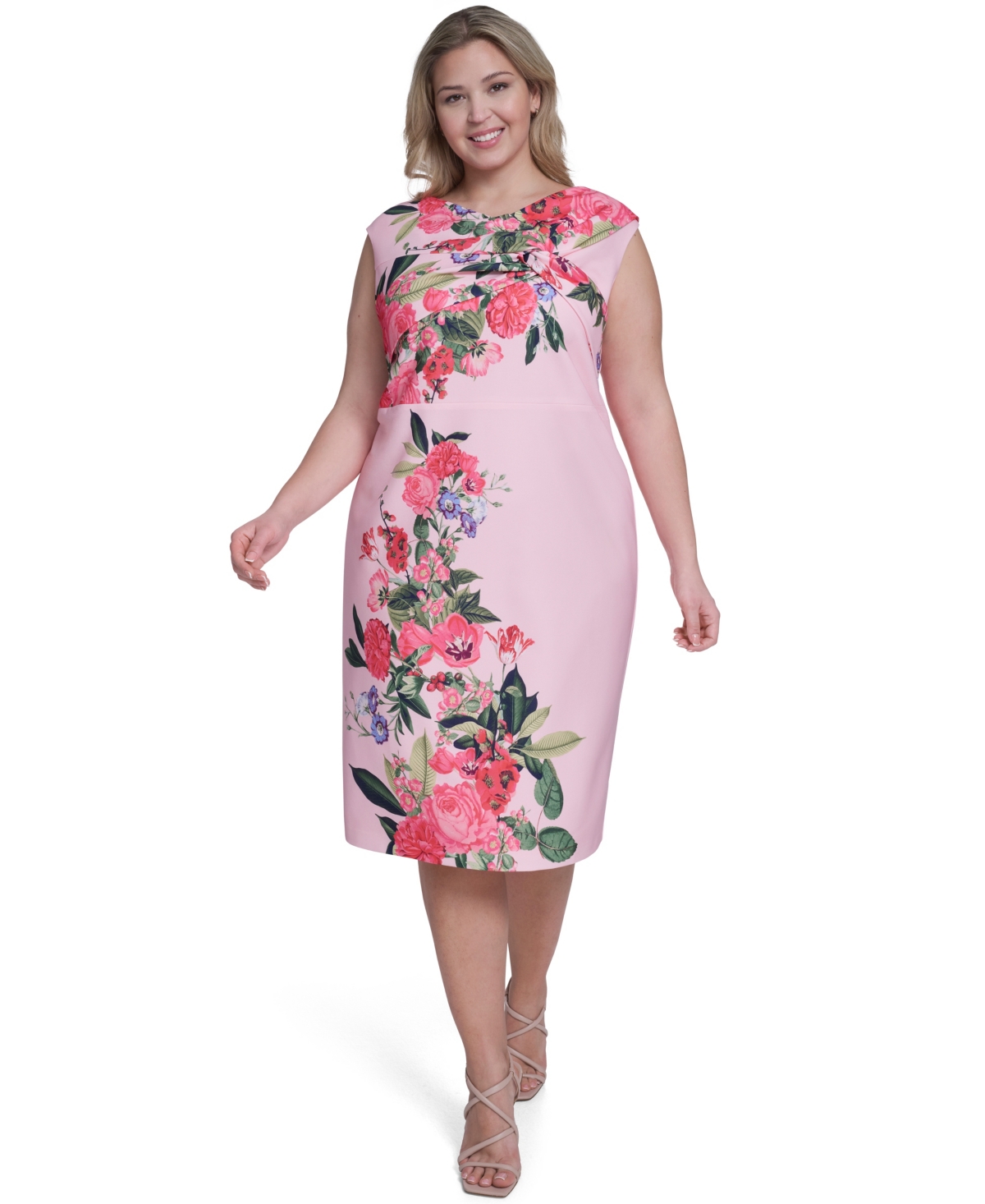 Click here for Eliza J Plus Size Floral Print Sheath Midi Dress -... prices