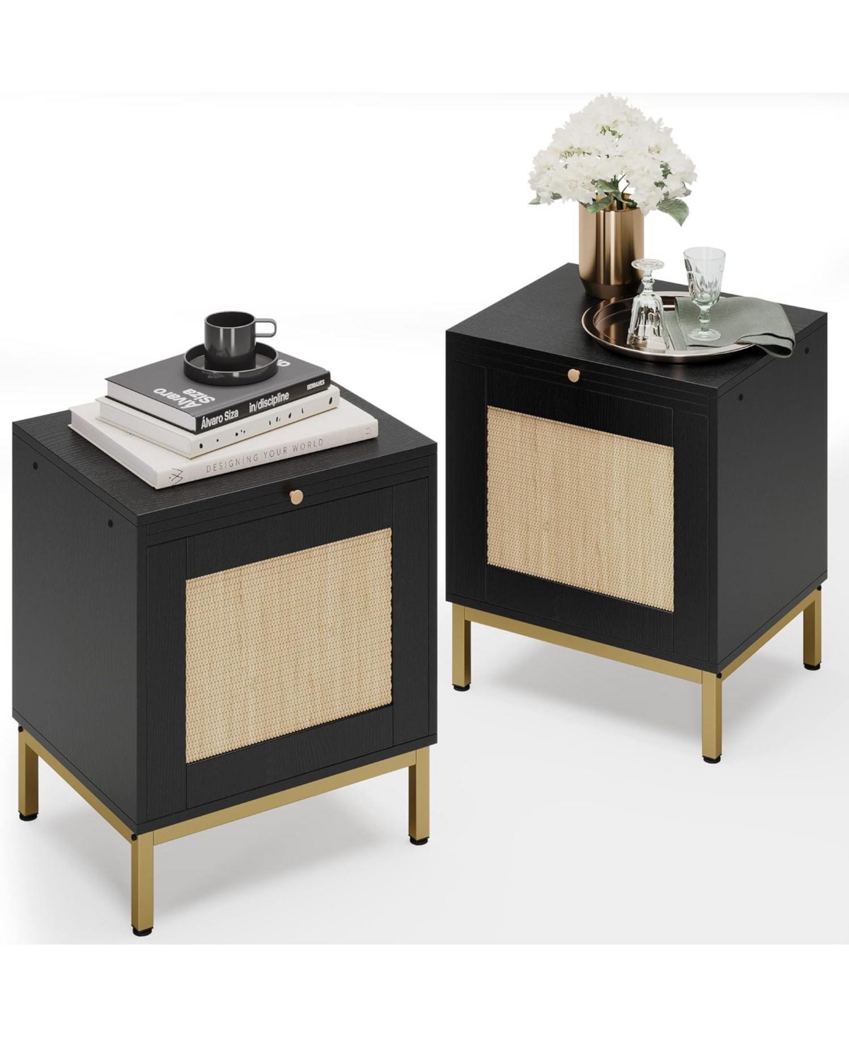 Click here for gaomon Natural Rattan Nightstand Set of 2  Boho Be... prices