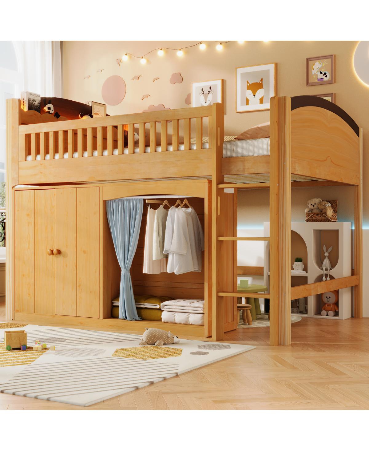 Click here for Streamdale Full Size Loft Bed with Storage Cabinet... prices