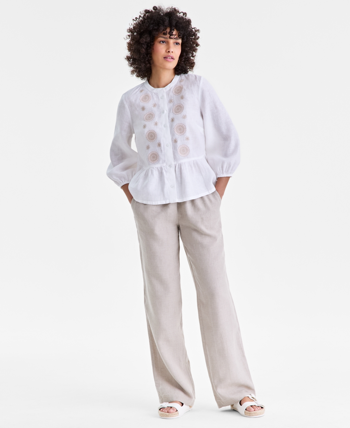 Click here for Charter Club Womens 100 Linen Drawstring Pants  Cr... prices