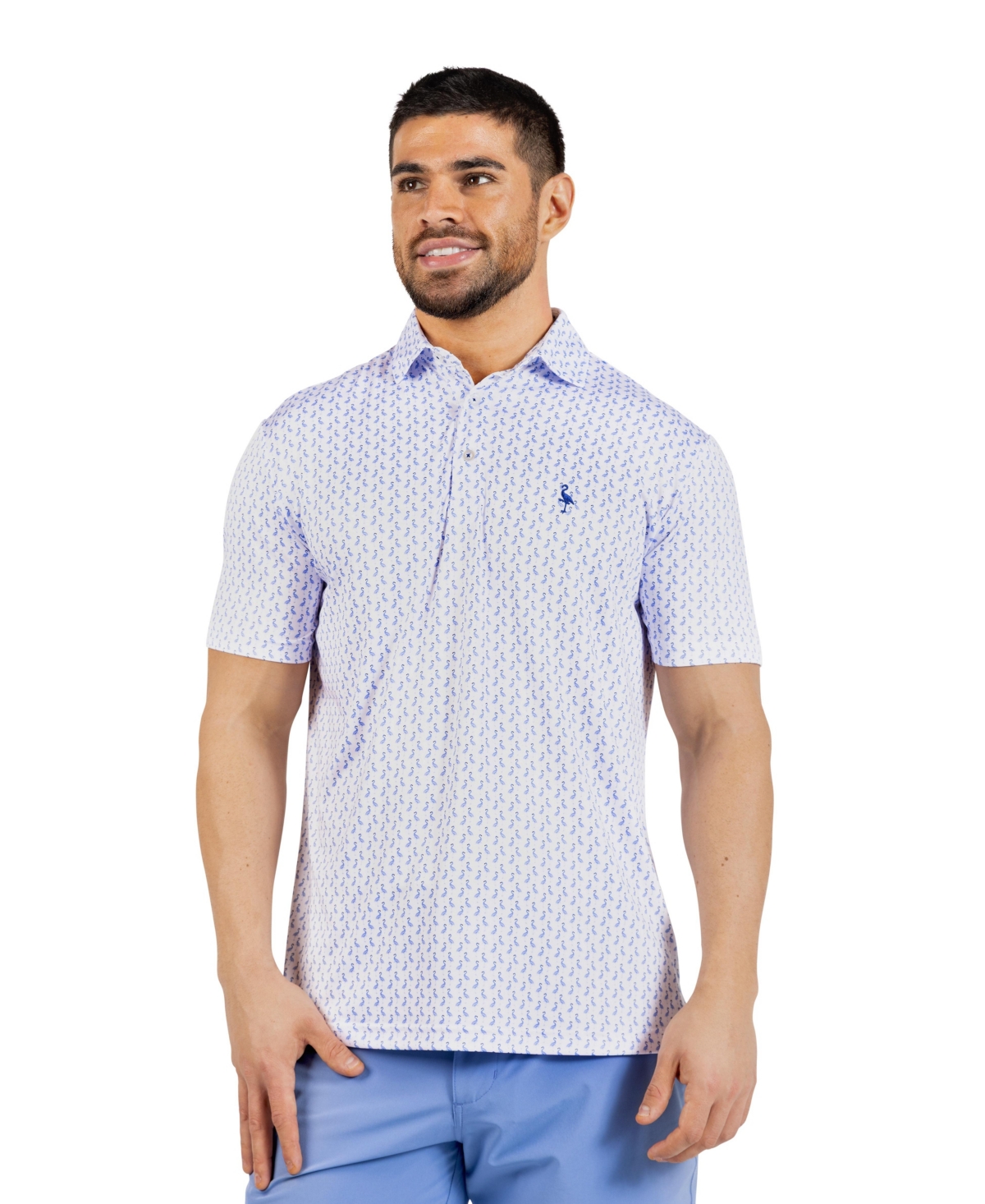 Click here for TailorByrd Mens Flamingos Printed Performance Polo... prices