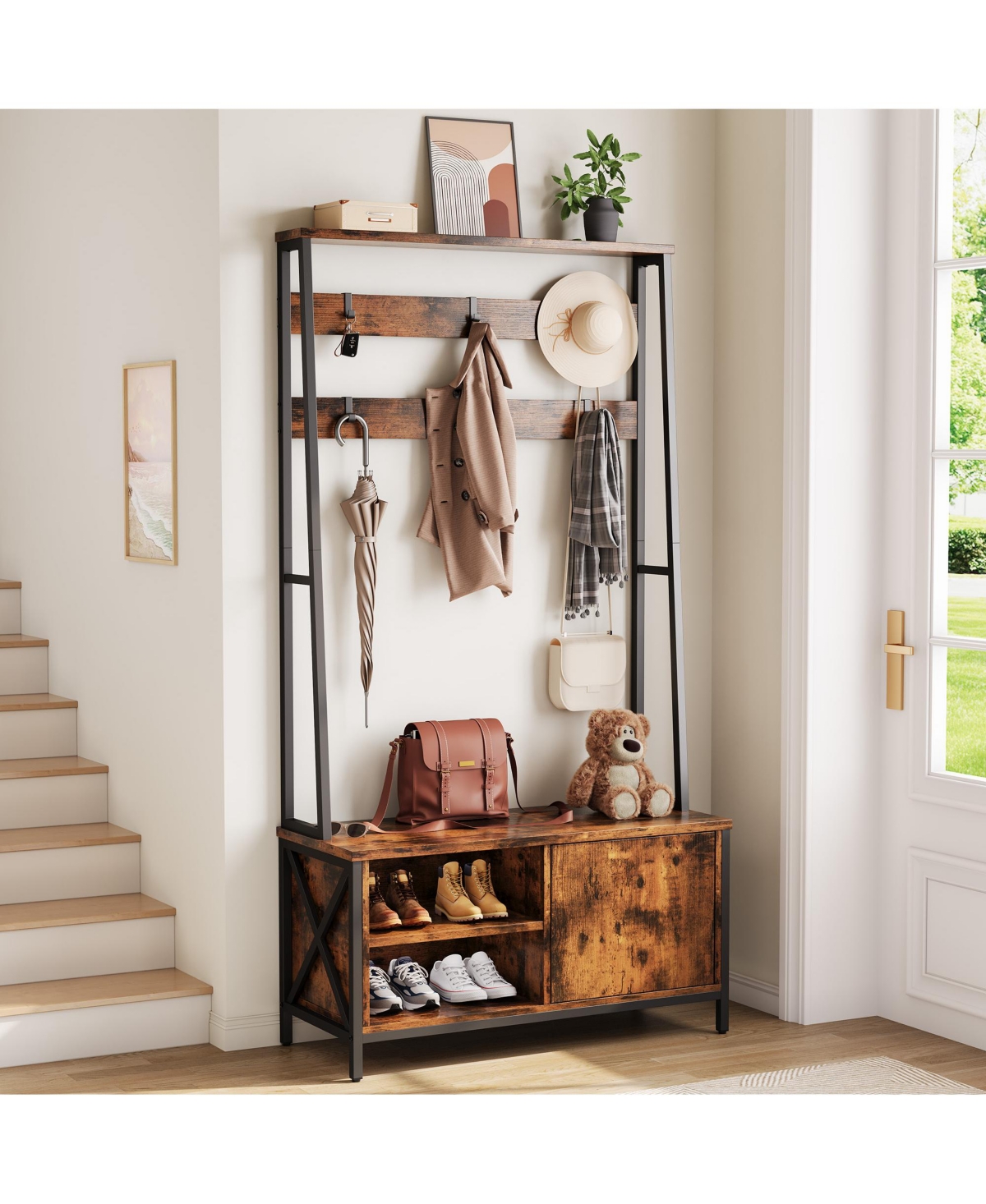 Click here for Rainsken Hall Tree with Bench and Shoe Storage  In... prices