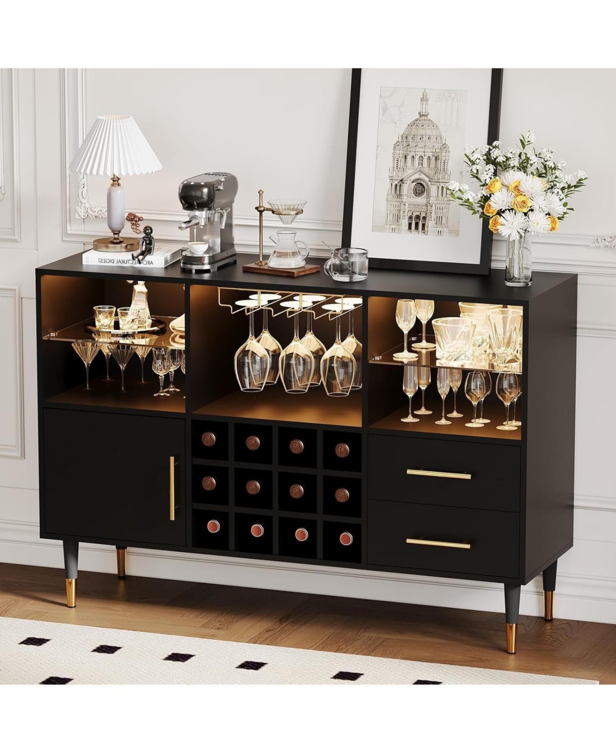 Click here for gaomon 47 Inch Industrial Coffee Bar Cabinet with... prices