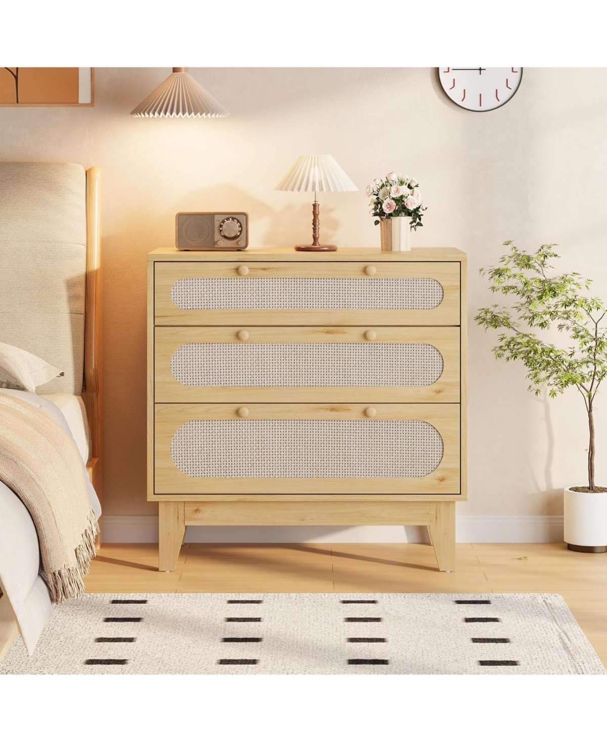 Click here for gaomon Rattan Nightstand with Drawers  Modern Larg... prices