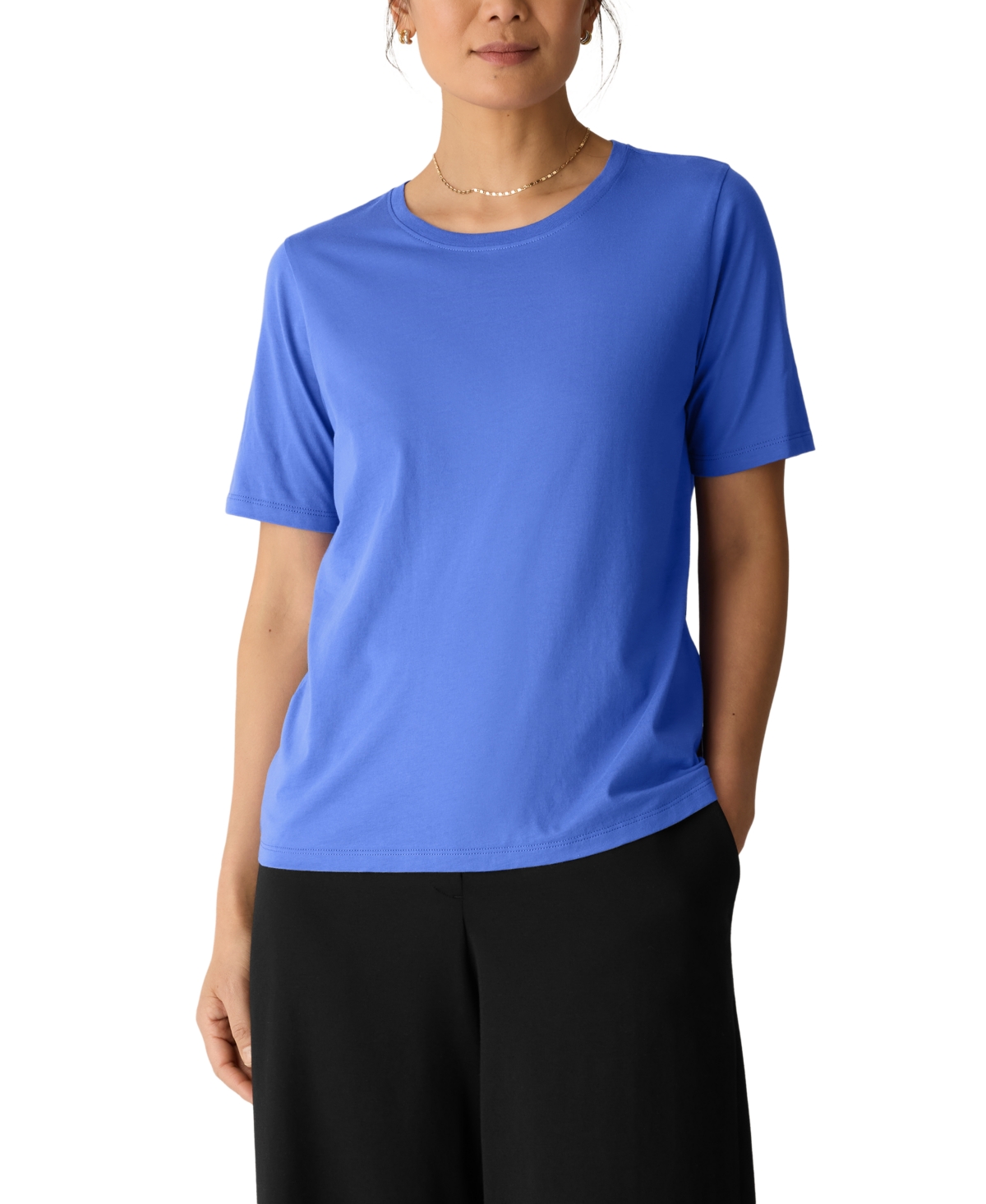 Click here for Eileen Fisher Womens Short-Sleeve Round Neck T-Shi... prices
