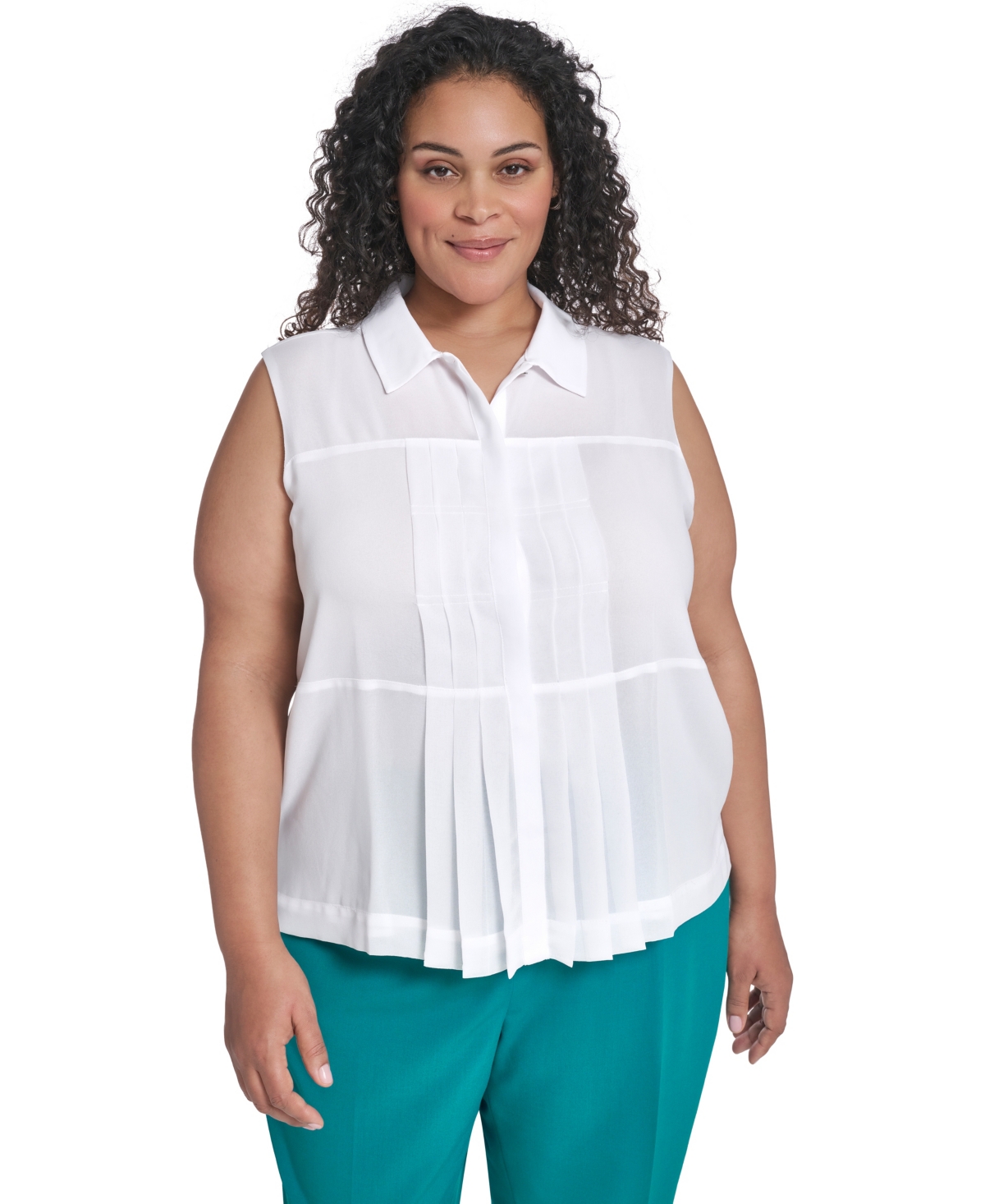 Click here for Calvin Klein Plus Size Collared Neck Sleeveless To... prices