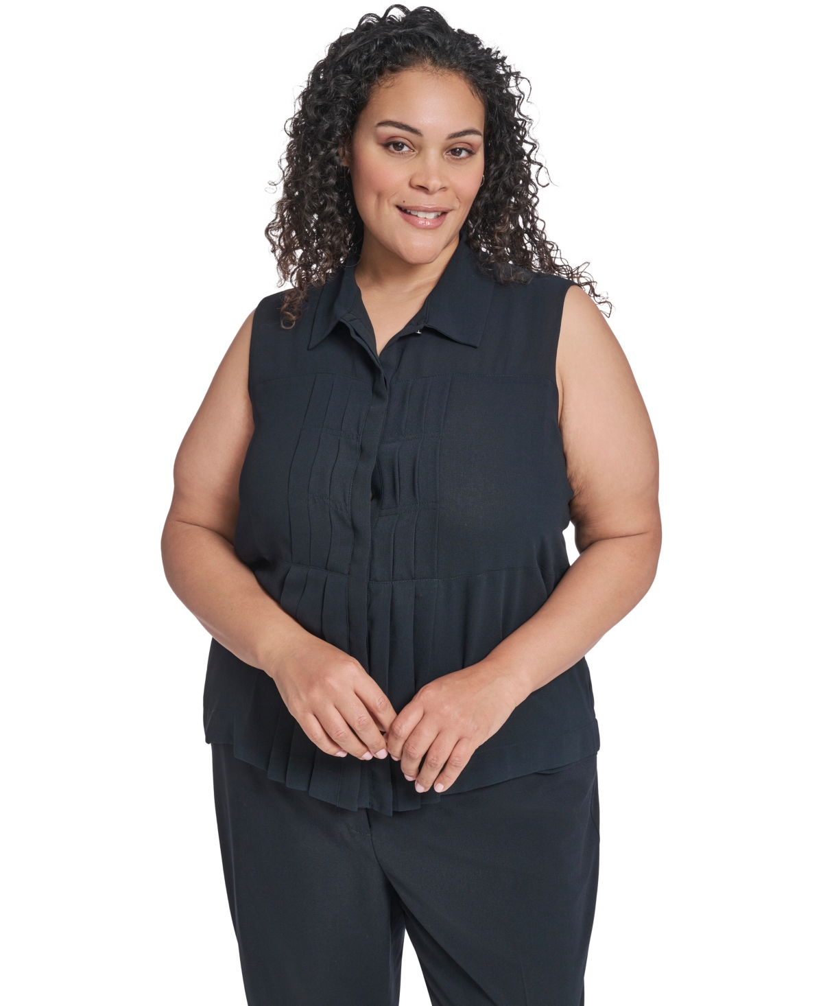 Click here for Calvin Klein Plus Size Collared Neck Sleeveless To... prices