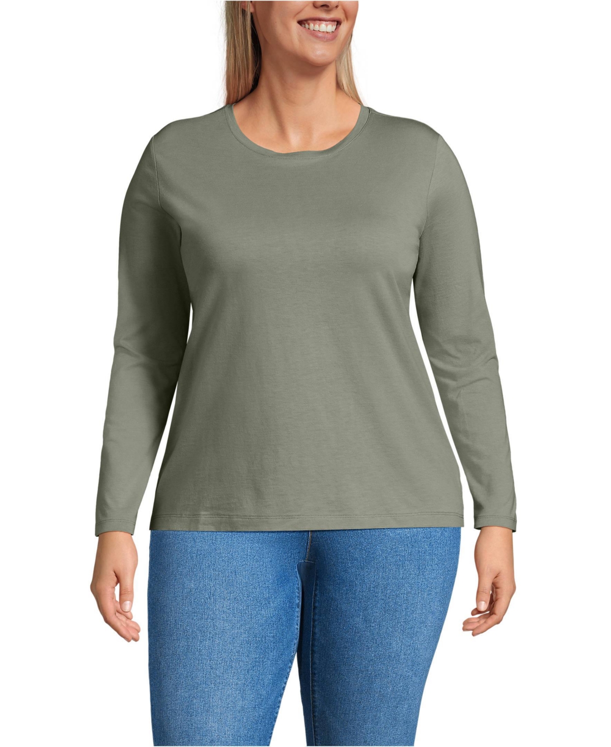 Click here for Lands End Plus Size Relaxed Supima Cotton Long Sle... prices