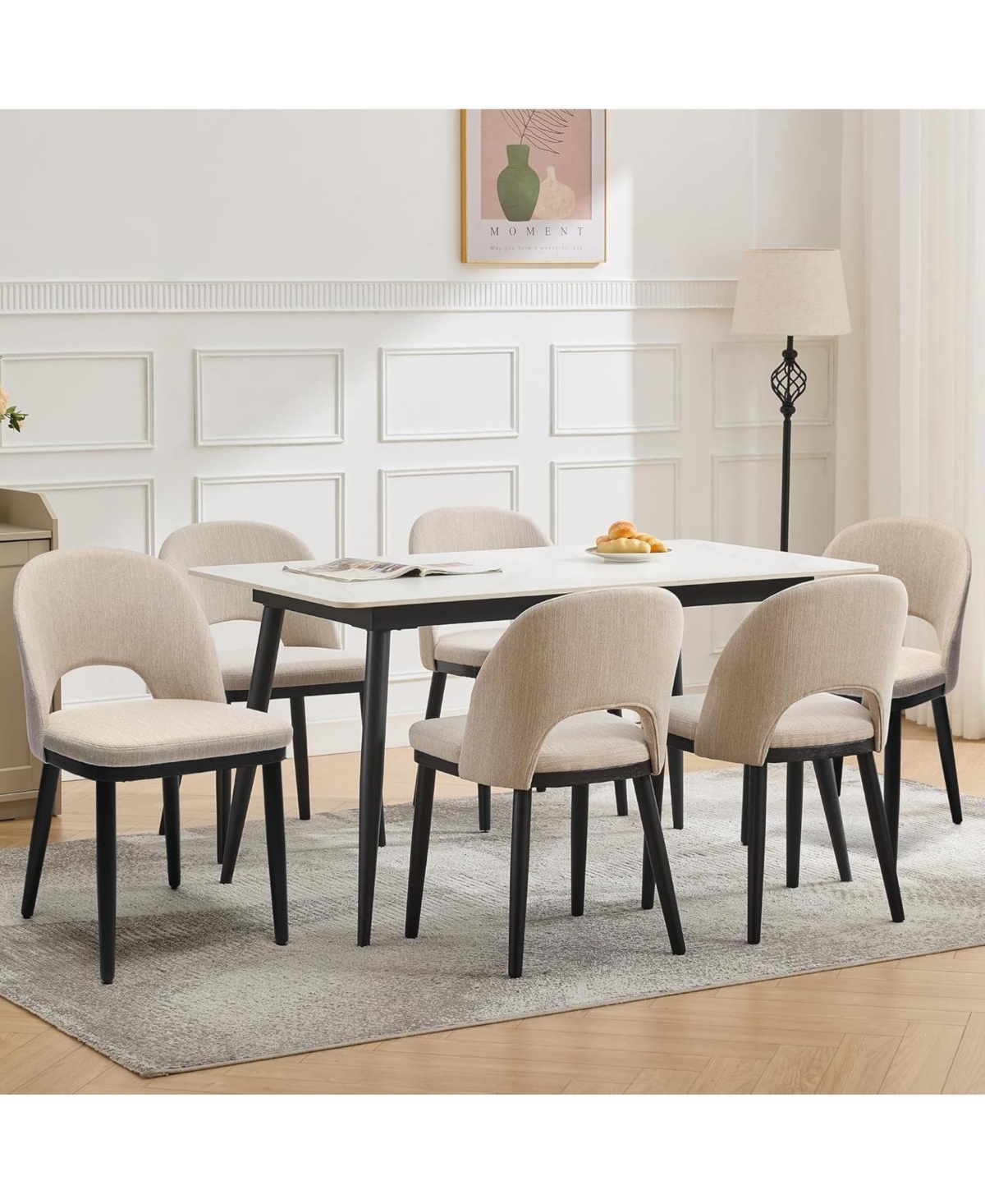 Click here for gaomon Wooden Dining Chairs Set of 6  Modern Fabri... prices