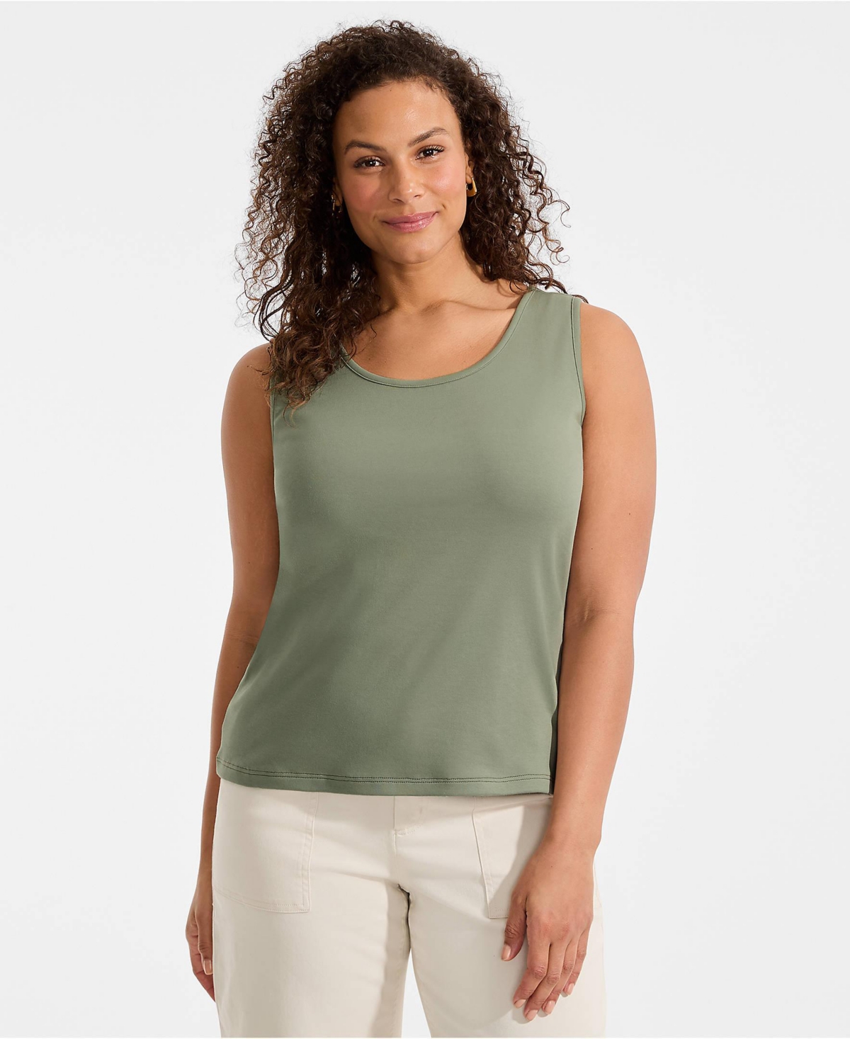 Click here for Lands End Womens Plus Size Cotton Tank Top - Sage prices