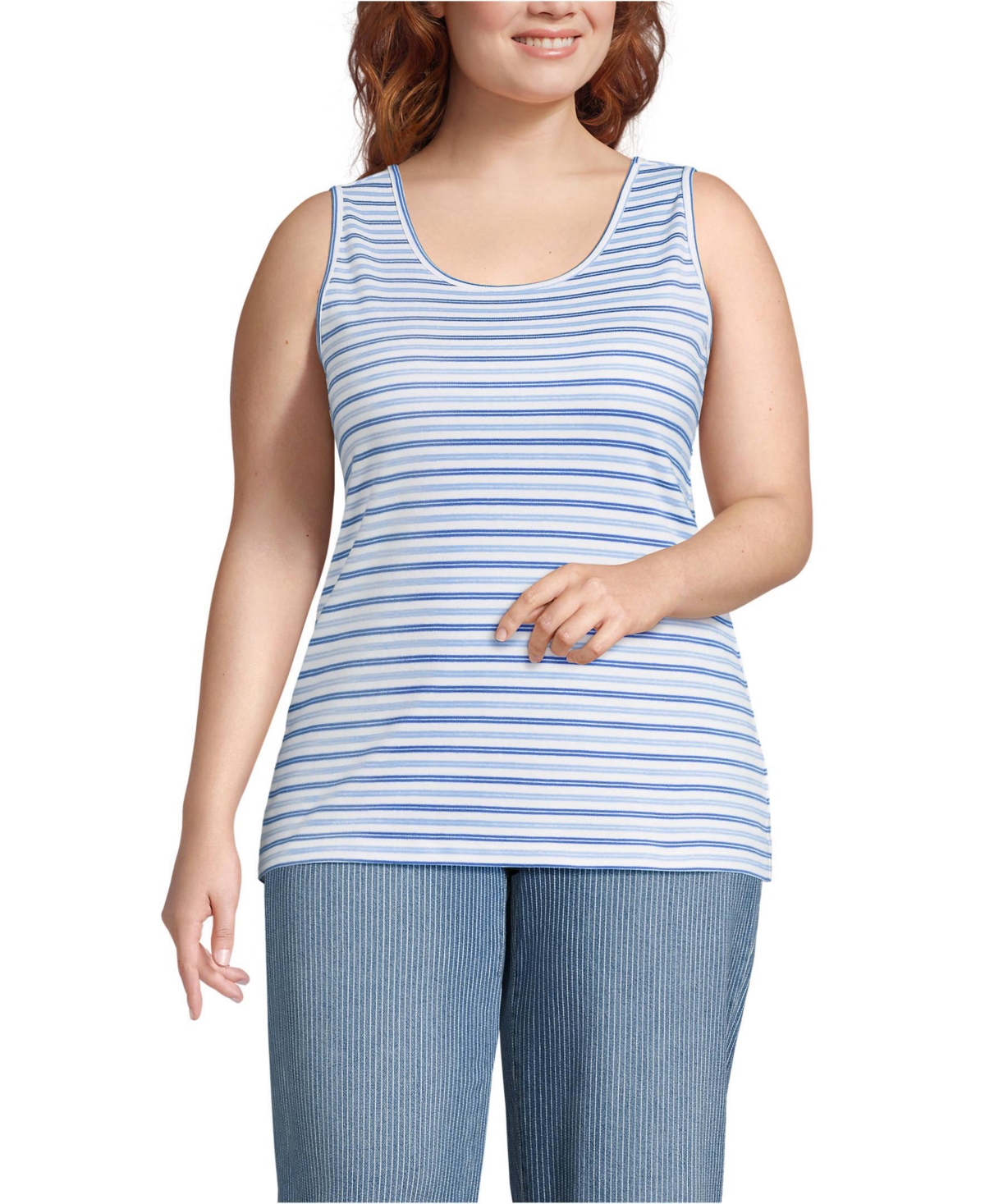 Click here for Lands End Womens Plus Size Cotton Tank Top - Light... prices