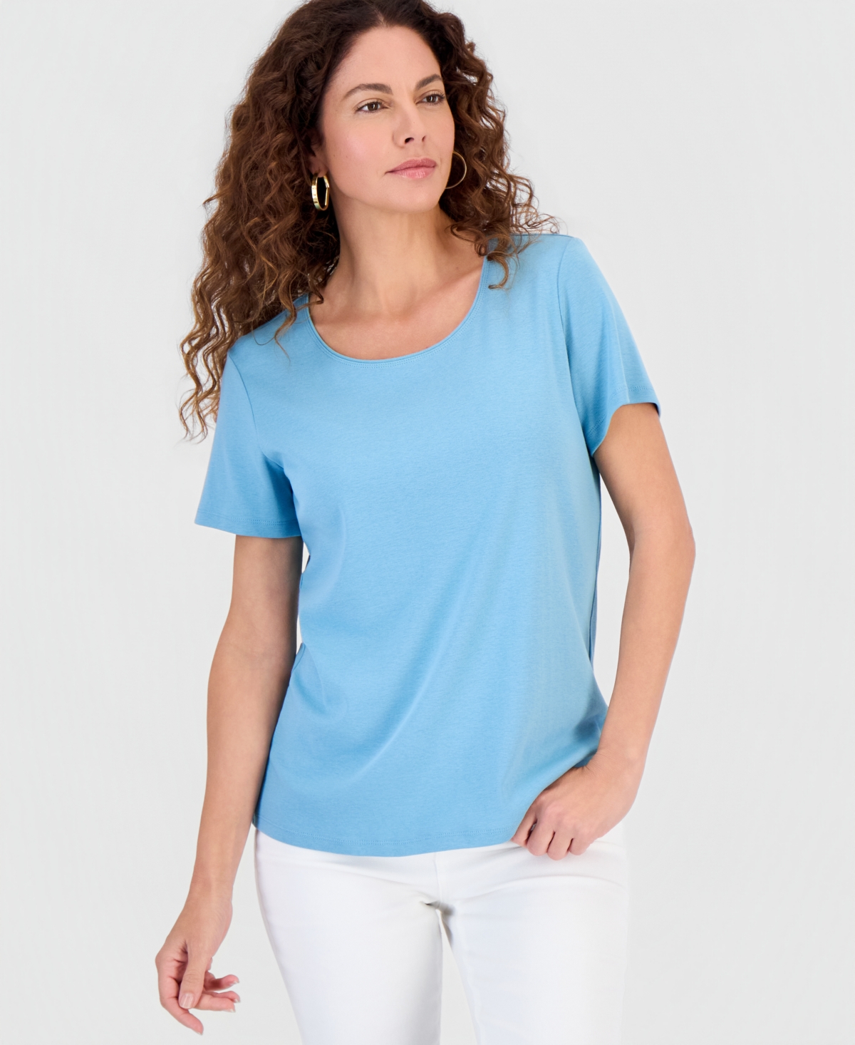 Click here for Style & Co Womens Cotton Short-Sleeve Scoop-Neck T... prices