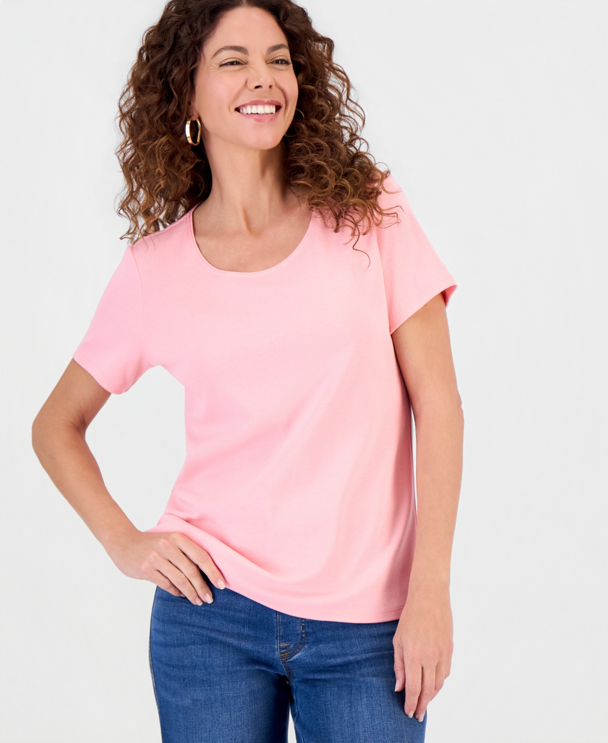 Click here for Style & Co Womens Cotton Short-Sleeve Scoop-Neck T... prices