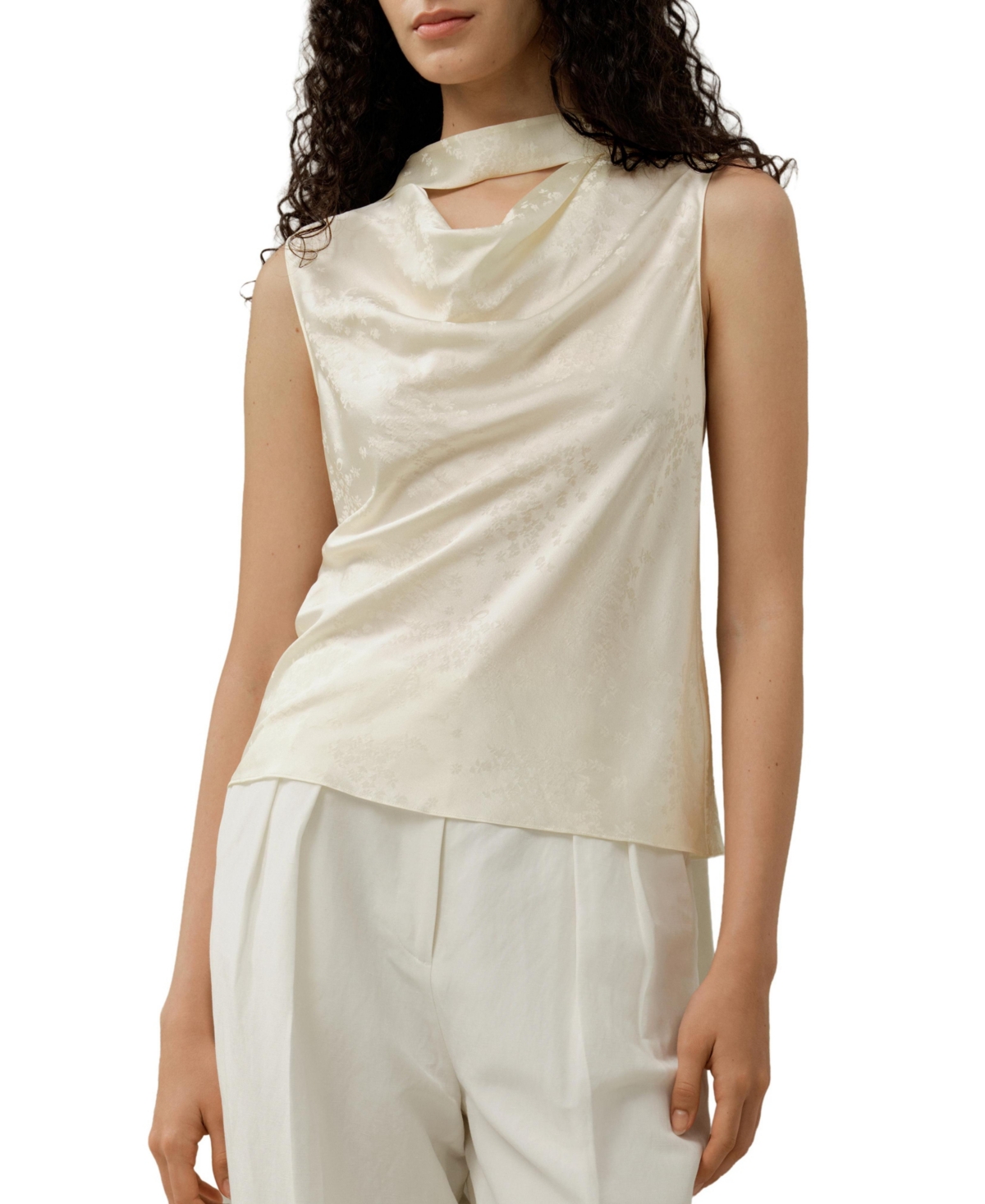 Click here for Lilysilk Womens Ying Jacquard Silk Tank - Lily whi... prices