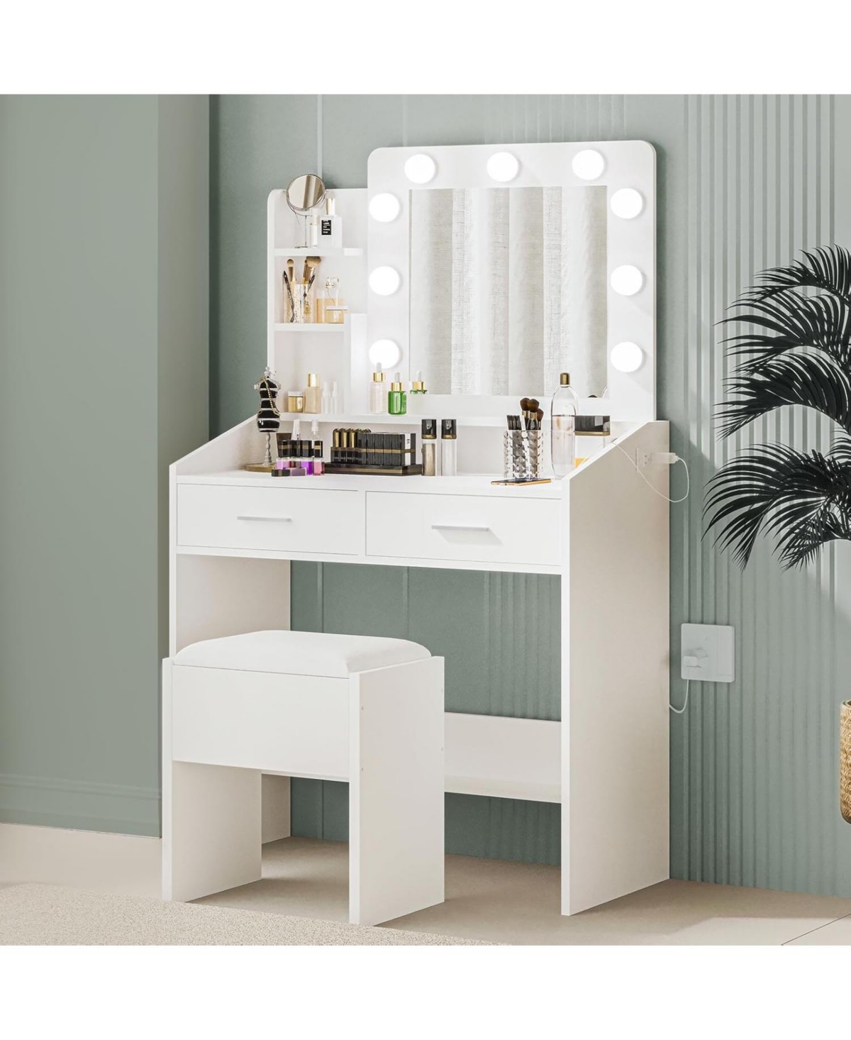 Click here for gaomon Compact vanity desk with Led mirror  3 ligh... prices