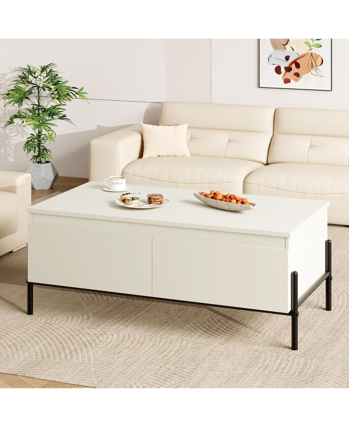 Click here for gaomon Coffee Table White Center Table Modern Rect... prices