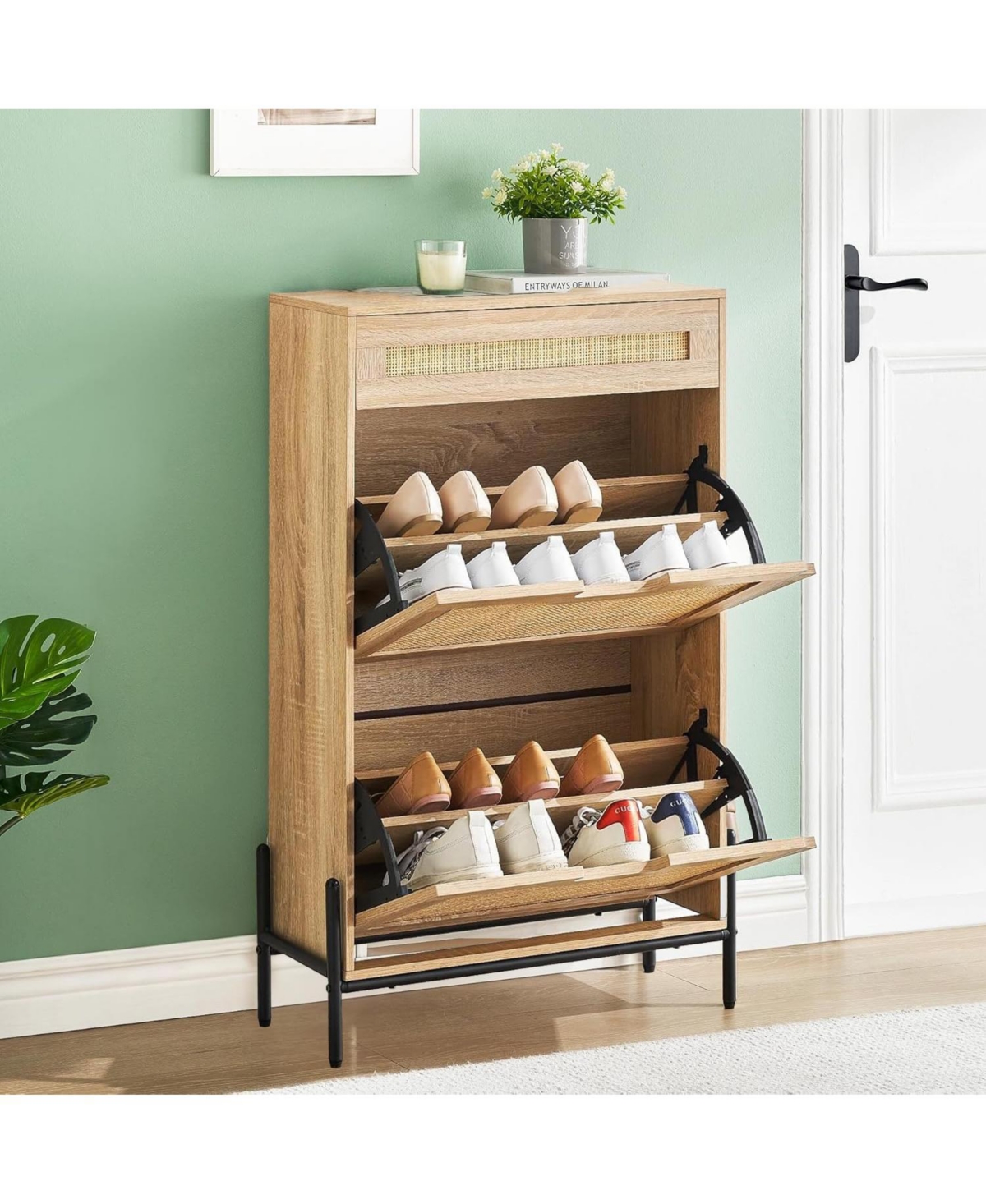 Click here for gaomon Rattan Shoe Cabinet with 2 Flip Drawers  St... prices