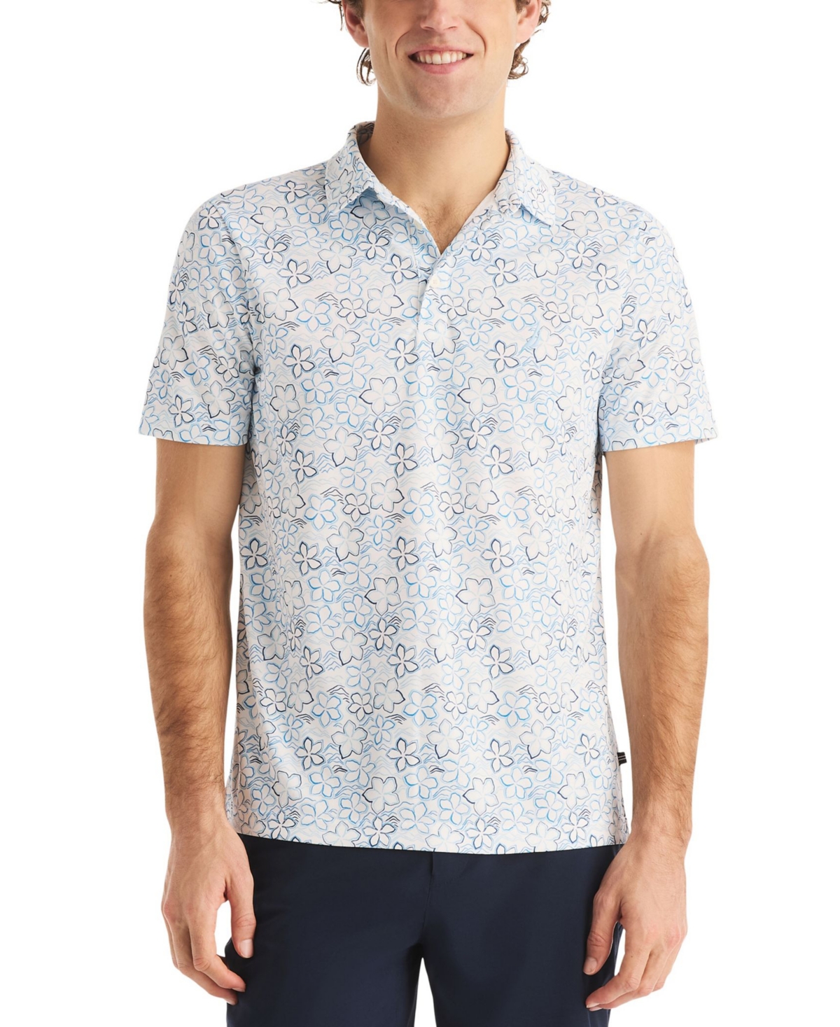 Click here for Nautica Mens Striped Golf Polo Shirt - Sky Blue prices