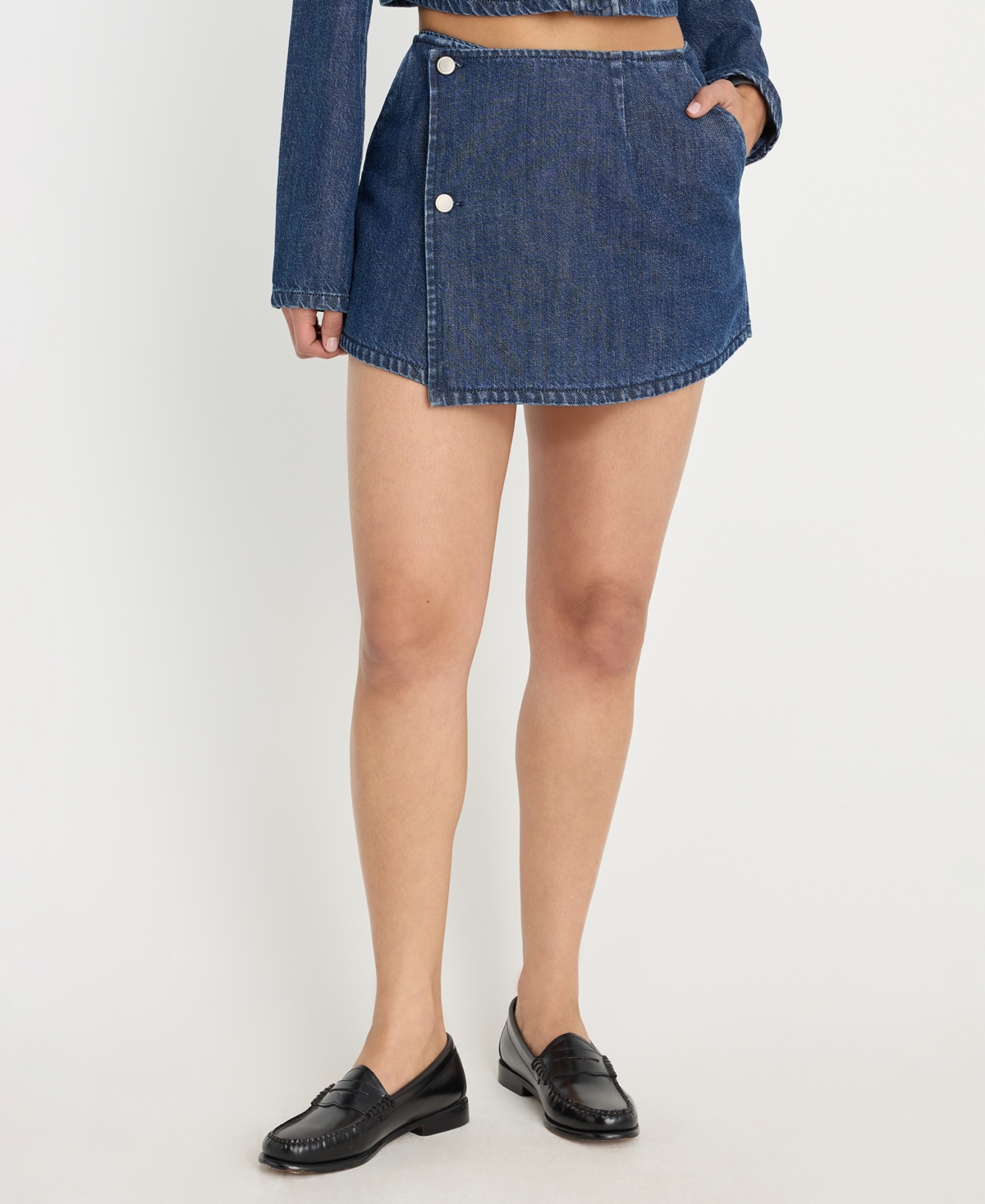 Click here for Good American Womens Denim Mini Skort - Indigo1187 prices