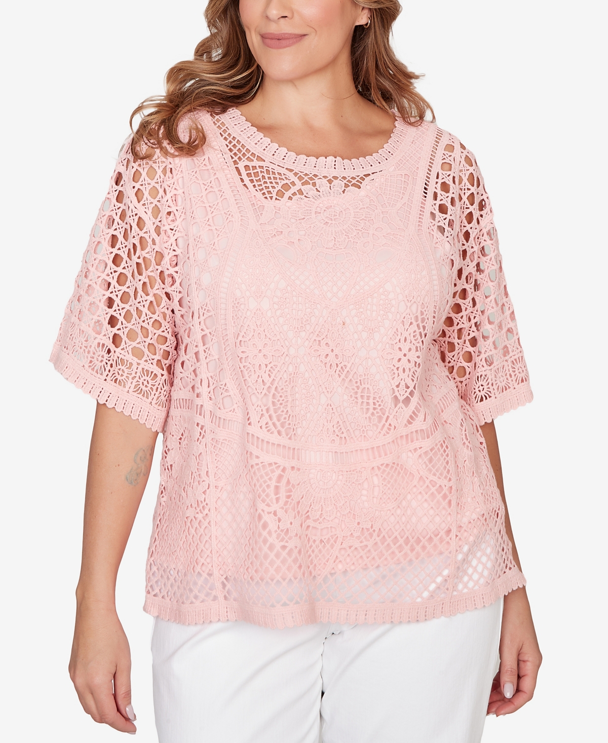 Click here for Ruby Rd. Plus Size Chemical Lace Pullover Sweater... prices
