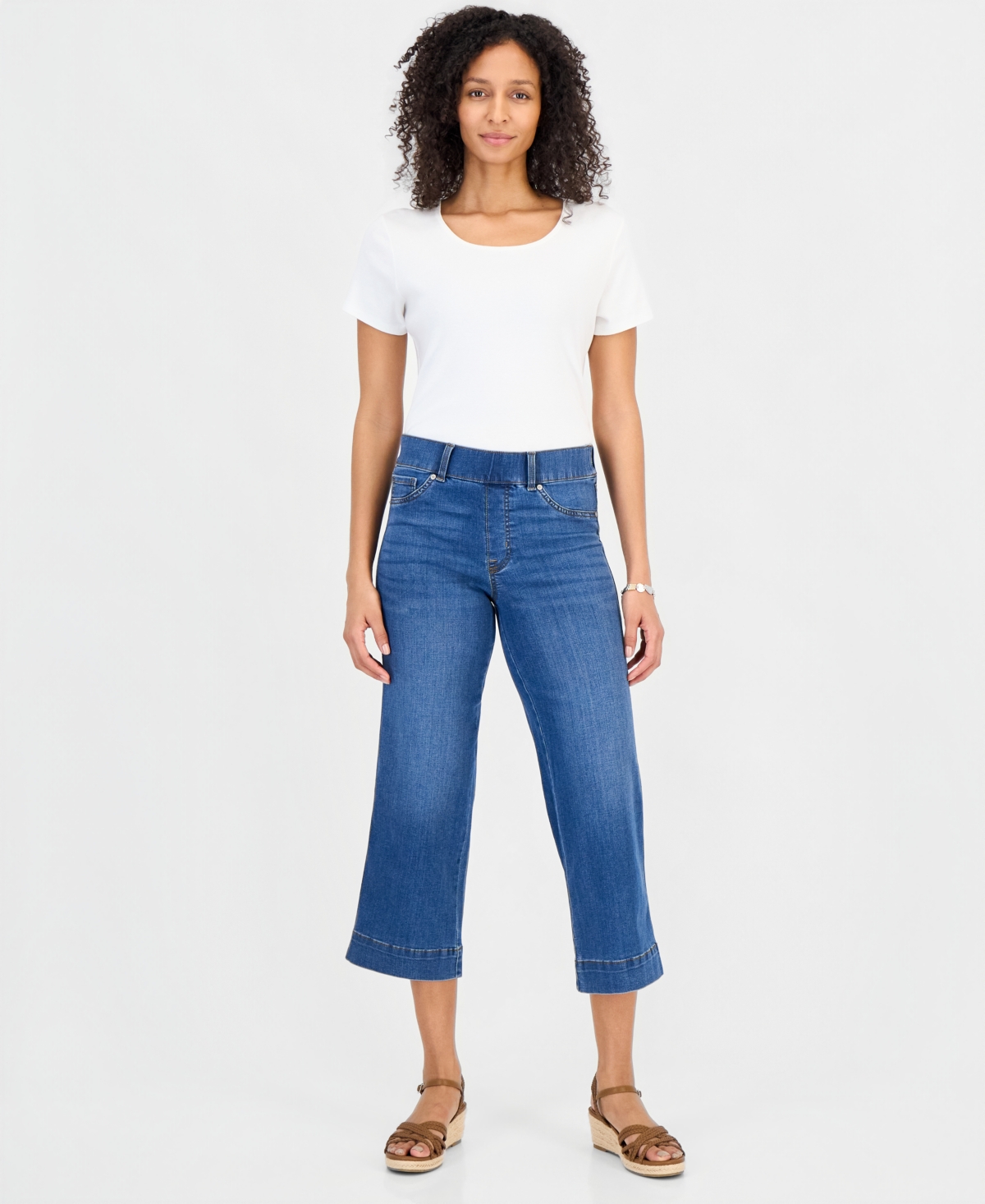 Style & Co Petite High Rise Cropped Wide Leg Jeans  Macys Exclusive - Summit Wash