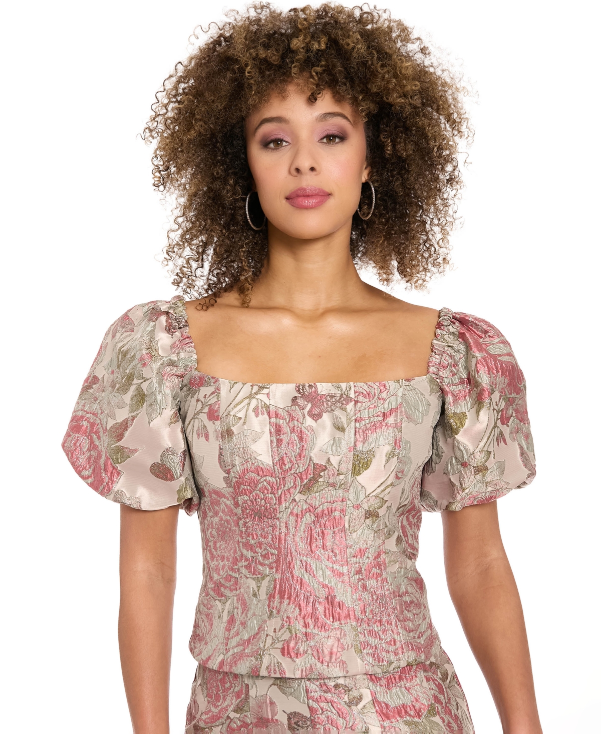 Click here for Muse Womens Bubble-Sleeve Bustier Top - Rose/Sage prices