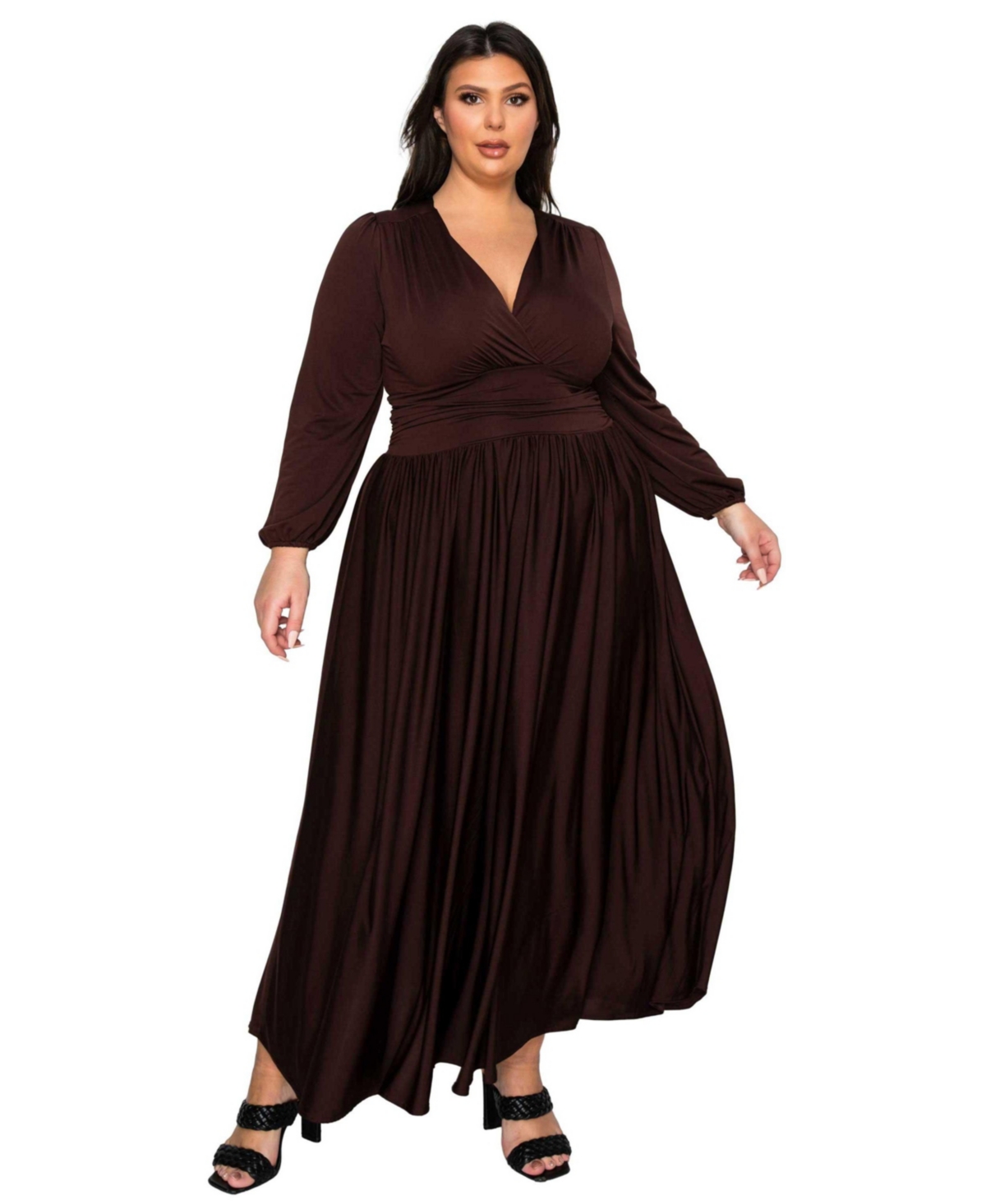 Click here for L I V D Plus Size Solene Empire Waist Dress - Brow... prices