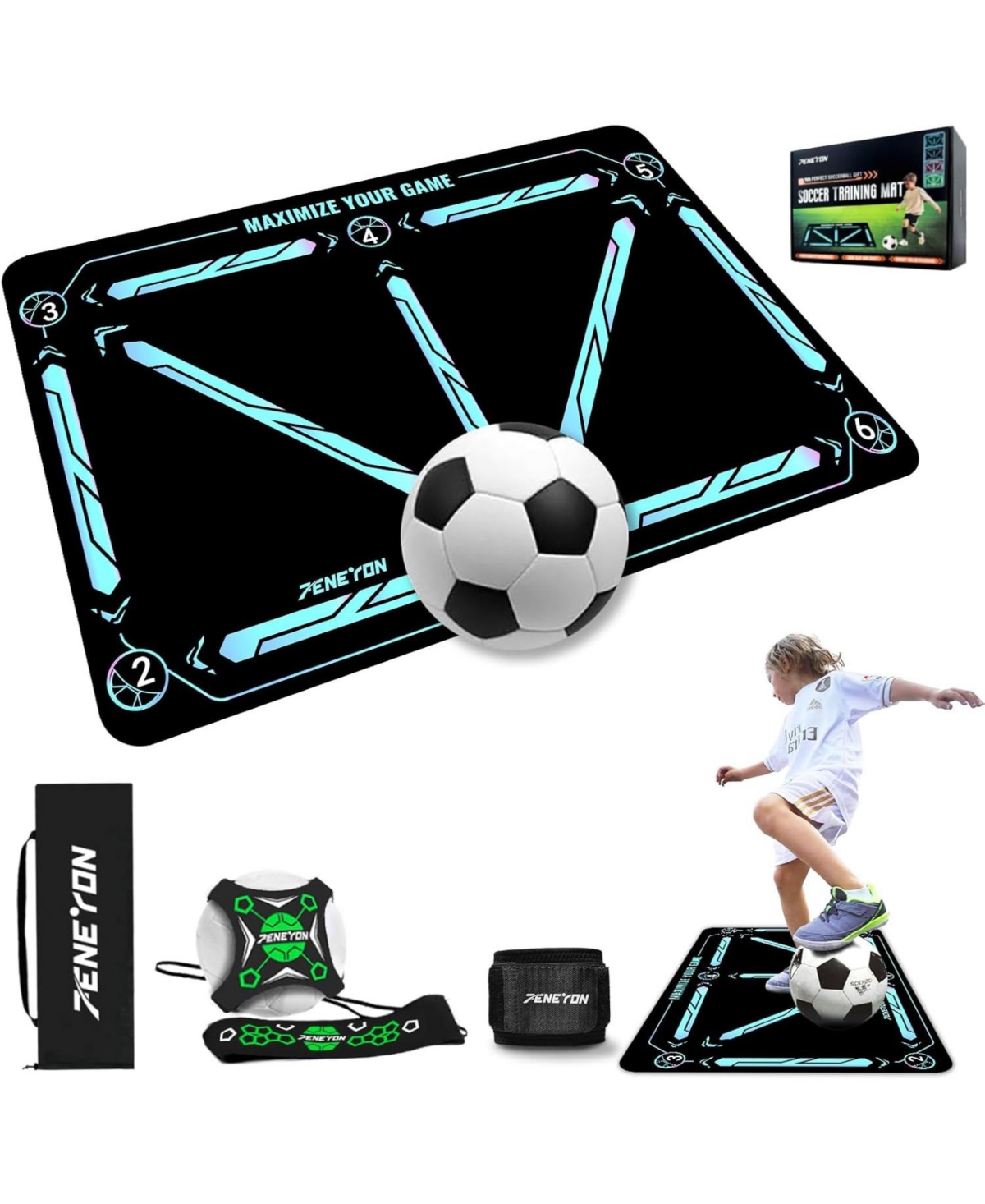 Click here for peneyon Soccer Training Mat with Adjustable Traine... prices