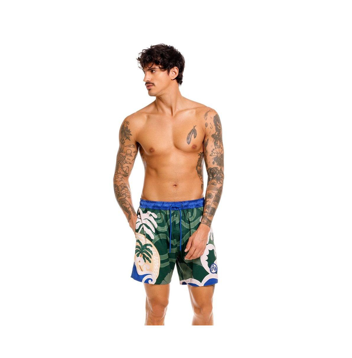 Click here for Agua Bendita Mens Joe Swim Shorts - Green  blue prices