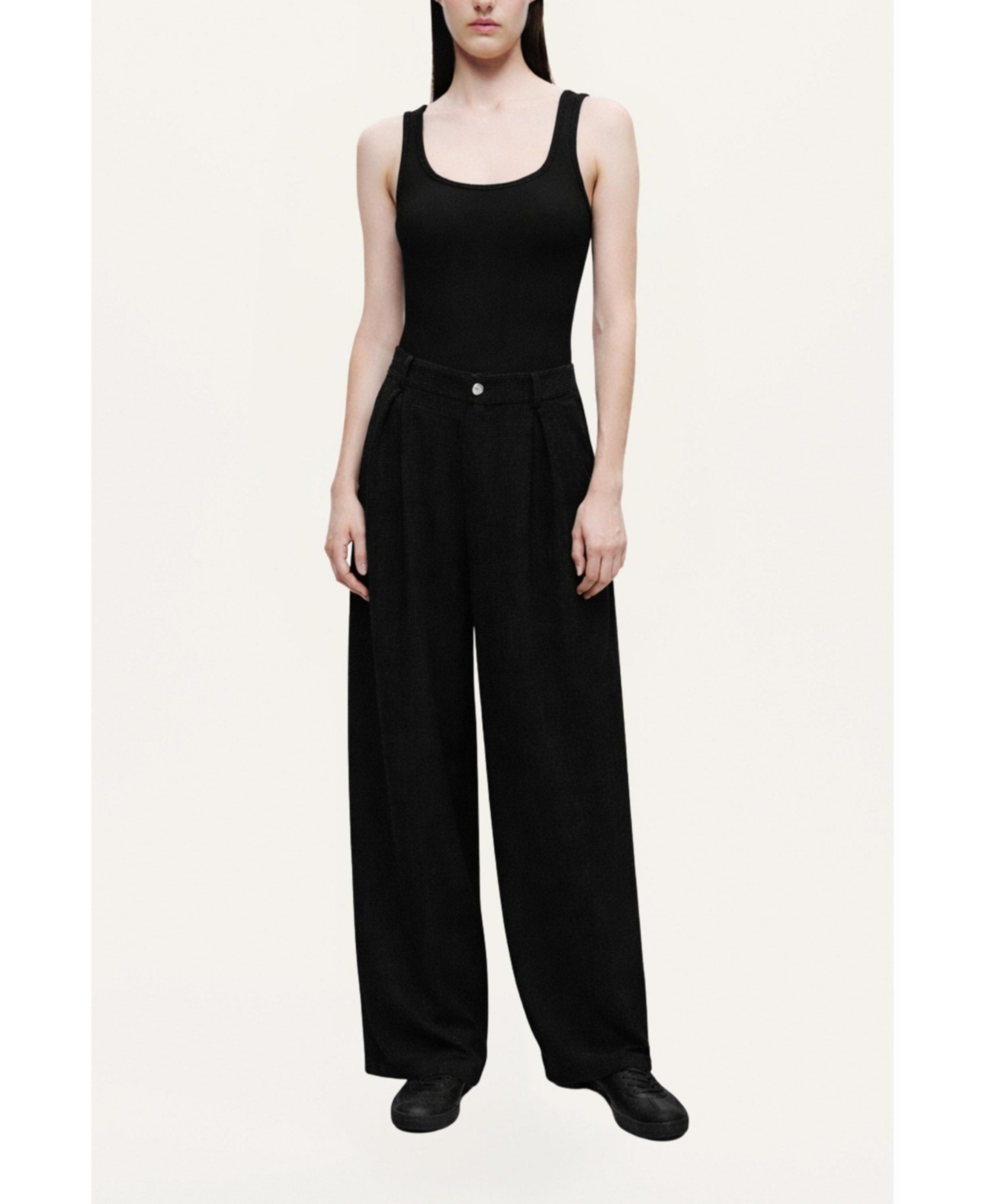 Click here for Nocturne Womens Textured Wide-Leg Pants - Black prices