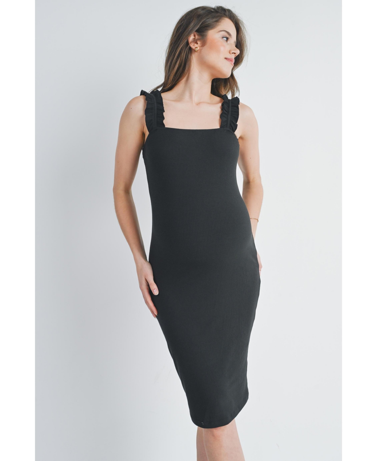 Click here for Hello Miz Maternity Ribbed Square Neck Ruffle Stra... prices