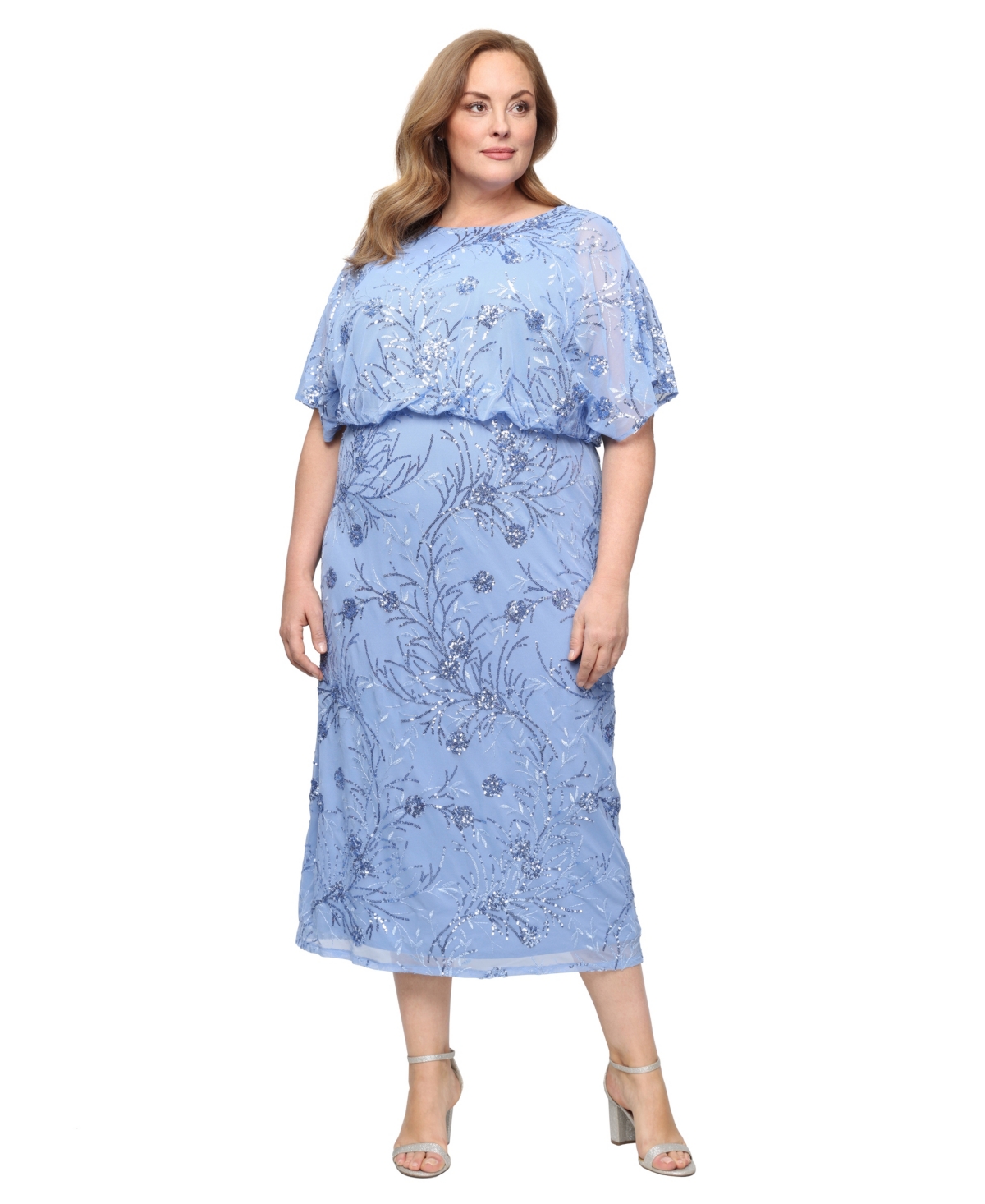 Click here for Sl Fashions Plus Size Round-Neck Blouson Sequin Dr... prices