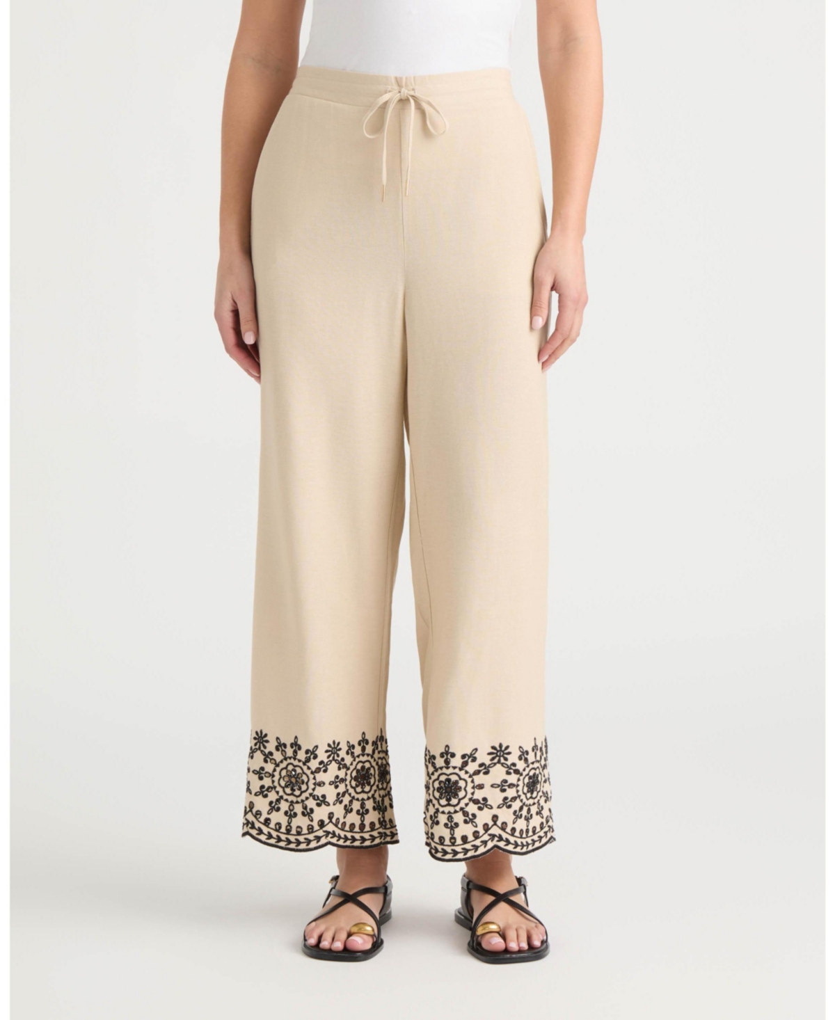 Click here for Ellen Tracy Womens Pull-On Cropped Pant with Embro... prices