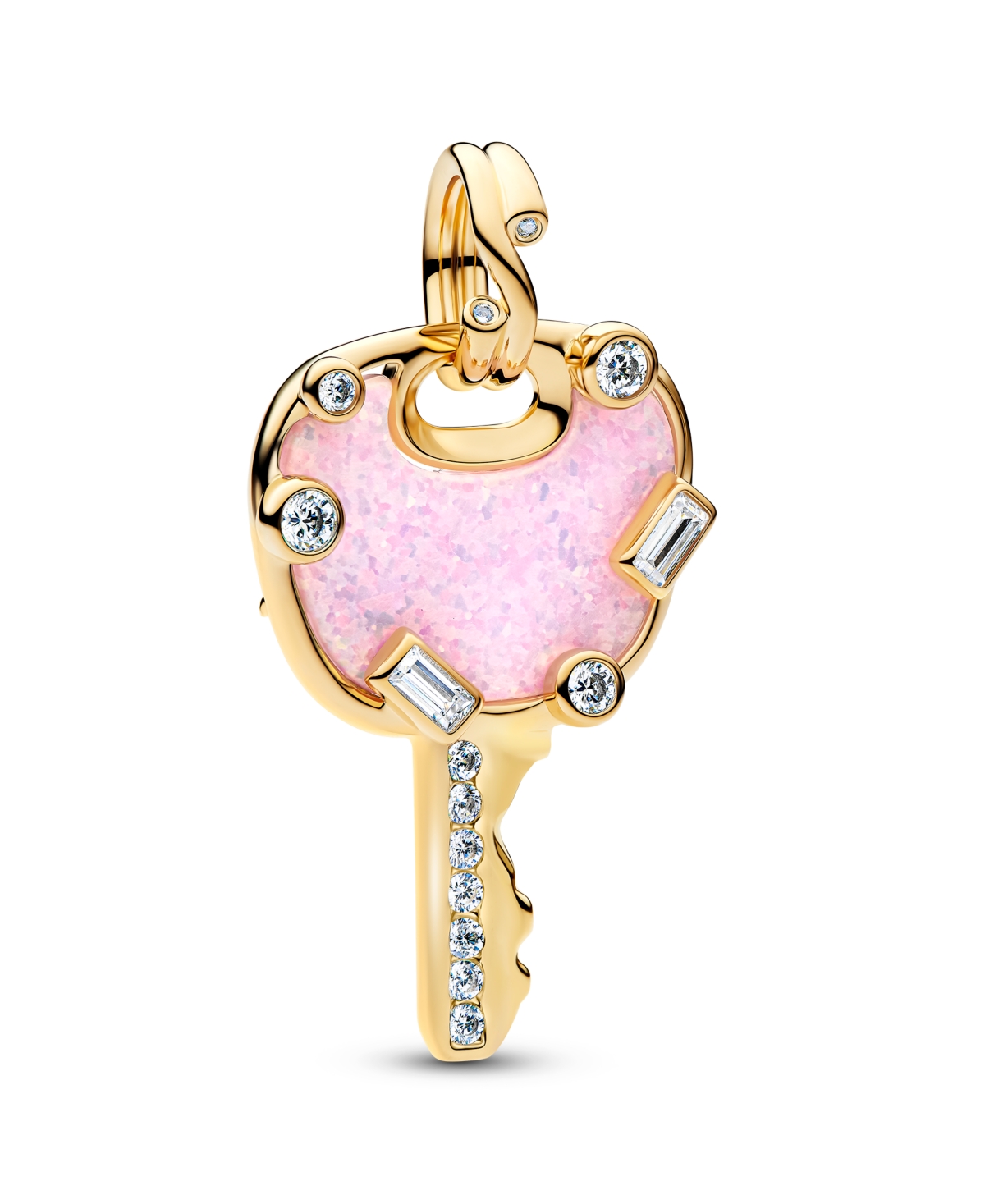 Click here for Pandora Opalescent Pink Love Key Large Dangle Char... prices