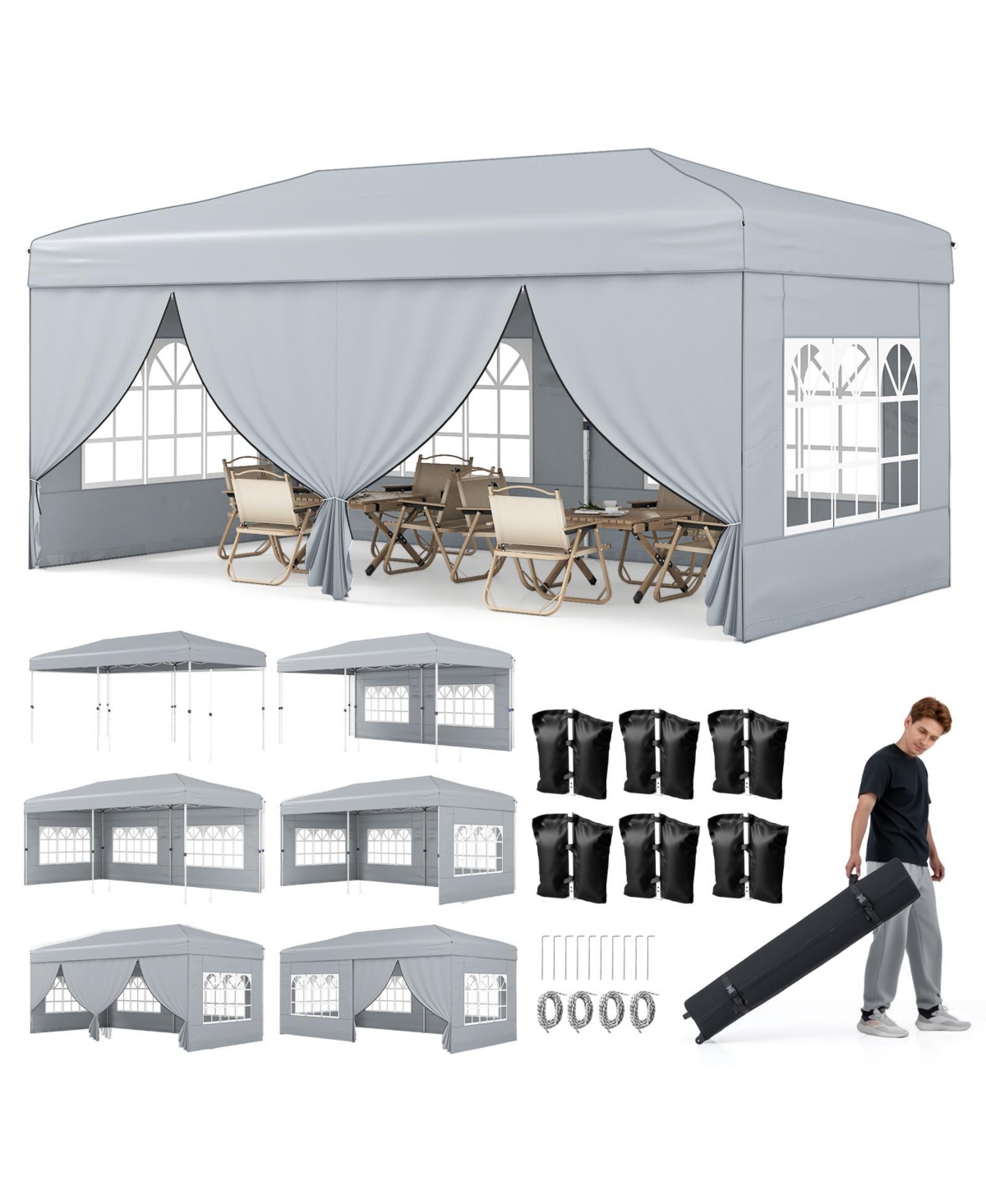 Click here for Mecaleft Pop-Up Canopy Tent with 6 Sidewalls  Inst... prices