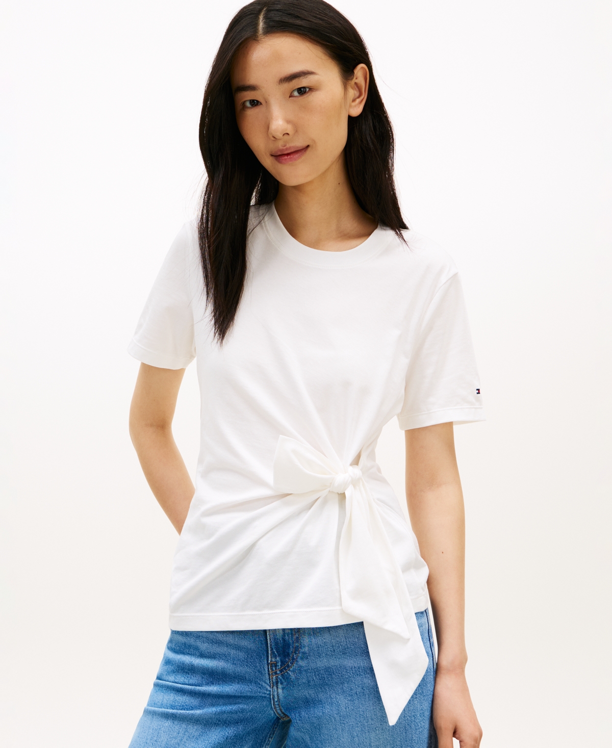 Click here for Tommy Hilfiger Womens Single Jersey Knot Crewneck... prices