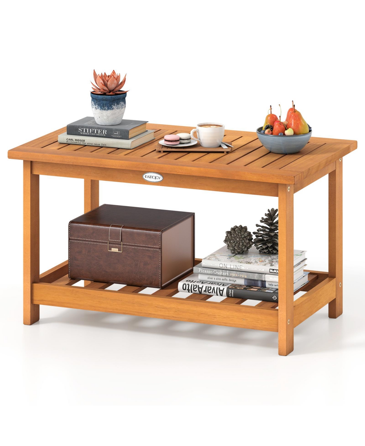 Click here for Gymax Acacia Wood Outdoor Slatted Coffee Table - N... prices