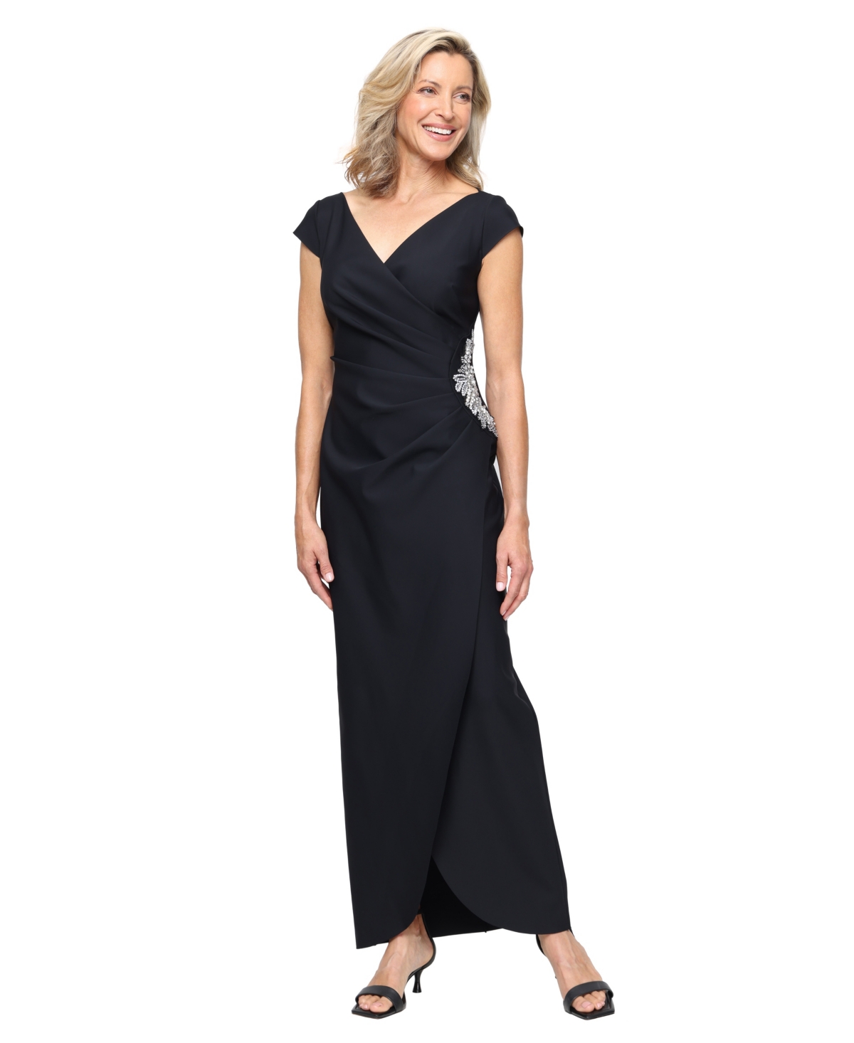 Click here for Alex Evenings Petite Pleated Side-Embellished Gown... prices