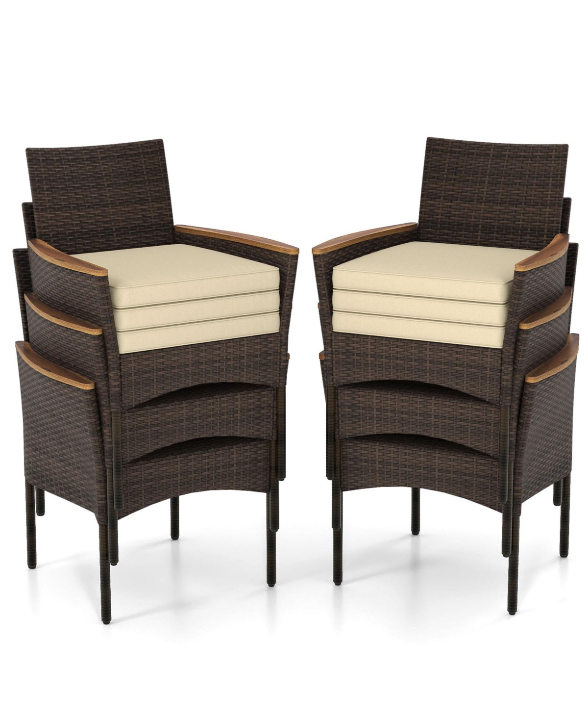 Click here for Gymax Patio Wicker Chairs 6 Pcs w/Steel Frame & So... prices