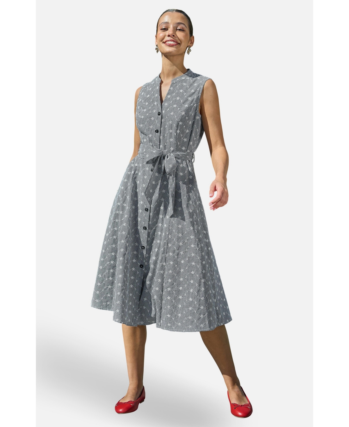 Click here for Yumi Womens Broderie Embroidered Shirt Dress - Bla... prices