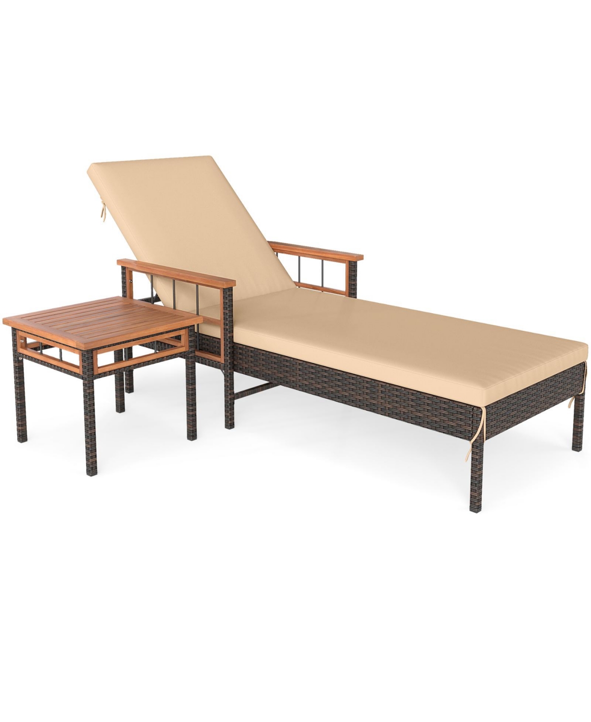 Click here for Gymax 2 Pcs Patio Rattan Chaise Lounge w/ Side Tab... prices