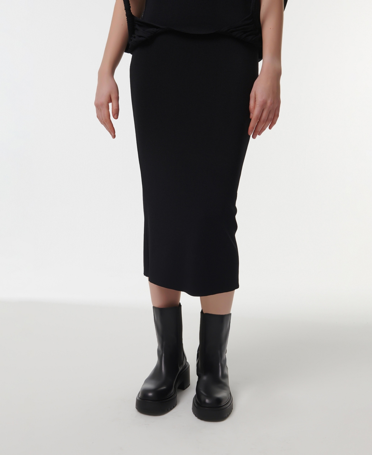 Click here for Leem Womens Knitted Pencil Skirt - Black prices