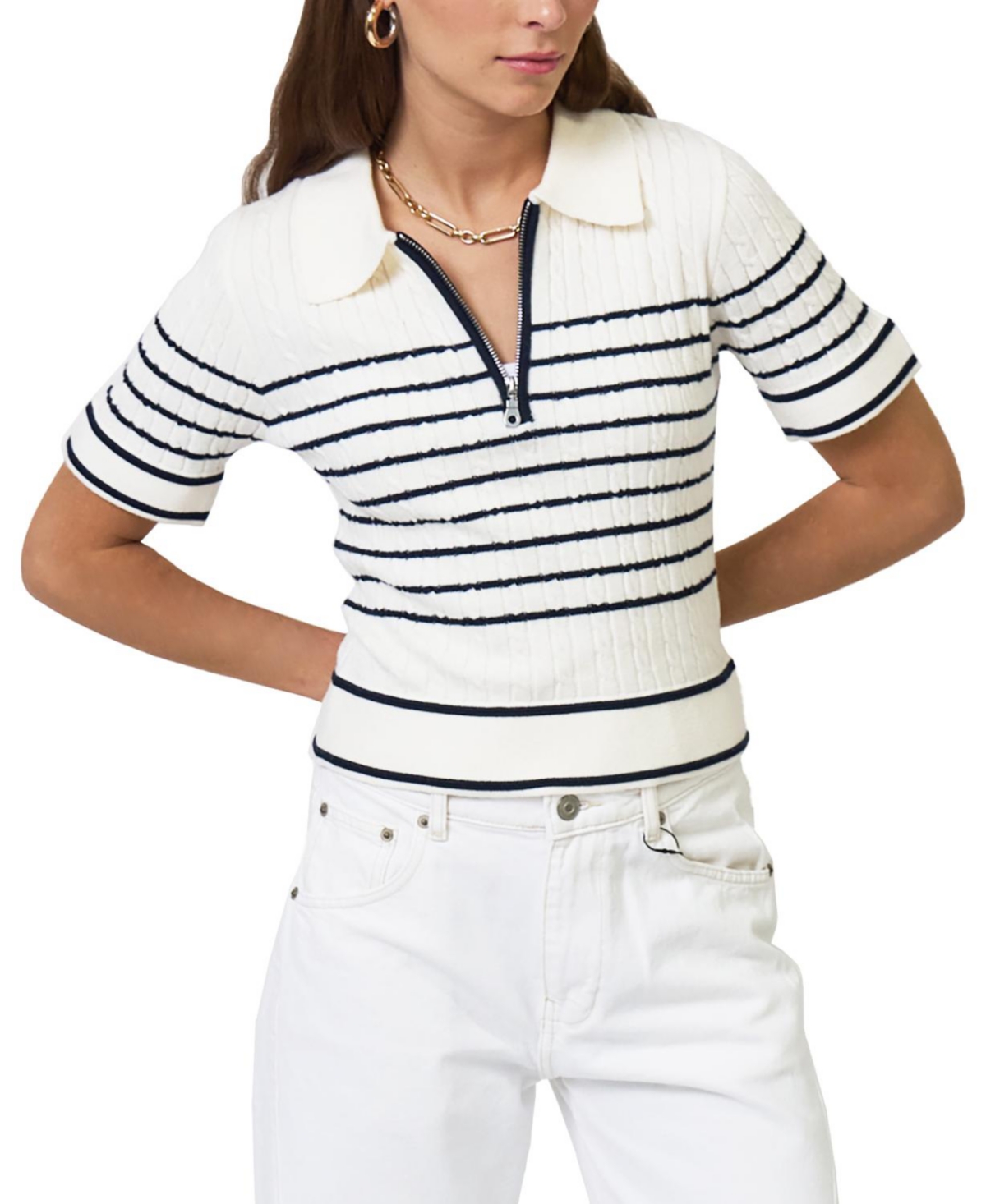 Click here for Central Park West Womens Nevada Nautical Cable Pol... prices