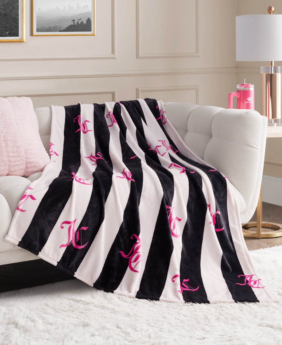 Click here for Juicy Couture Cabana Plush Striped Throw  Twin/Twi... prices