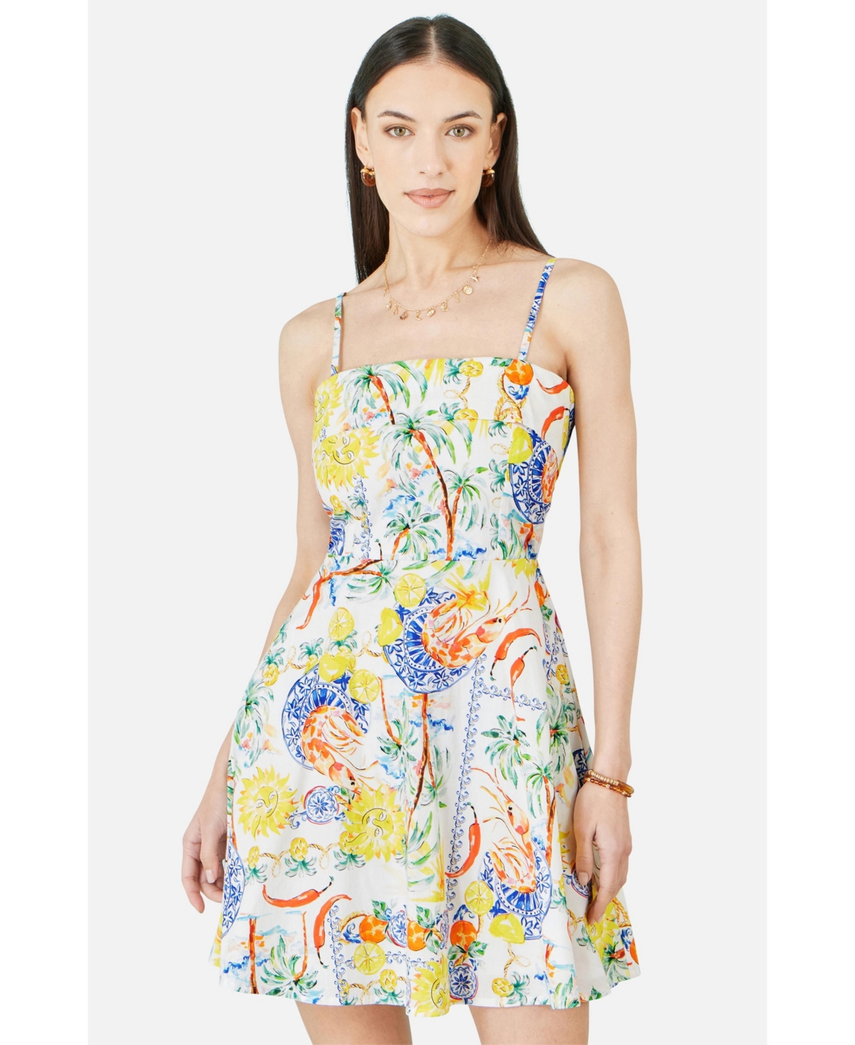 Click here for Yumi Womens Print Cotton Mini Sun Dress - Multi prices