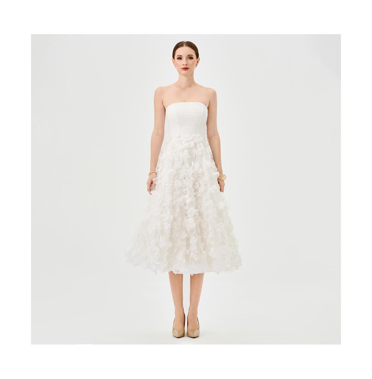 Click here for Bariano Womens Strapless Midi Dress - White prices