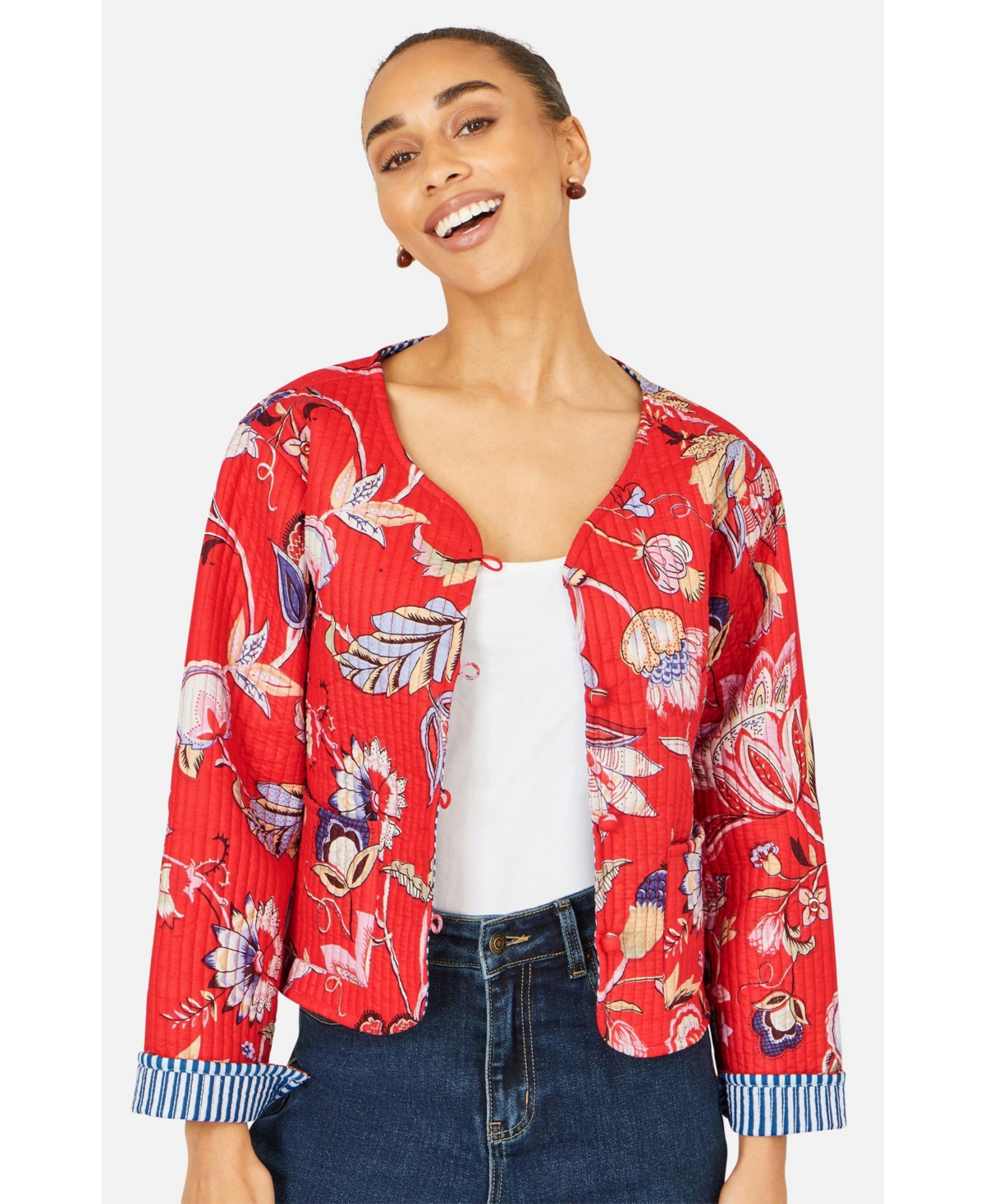 Click here for Yumi Womens Boho Cotton Reversible Quilted Jacket... prices