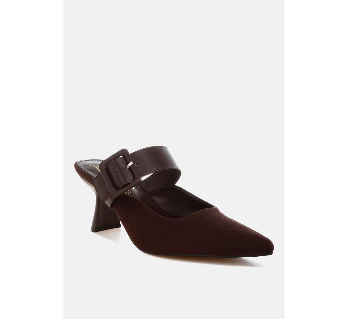 Click here for Onagra Microfiber Pointy Slip-On Mules - Brown mic... prices
