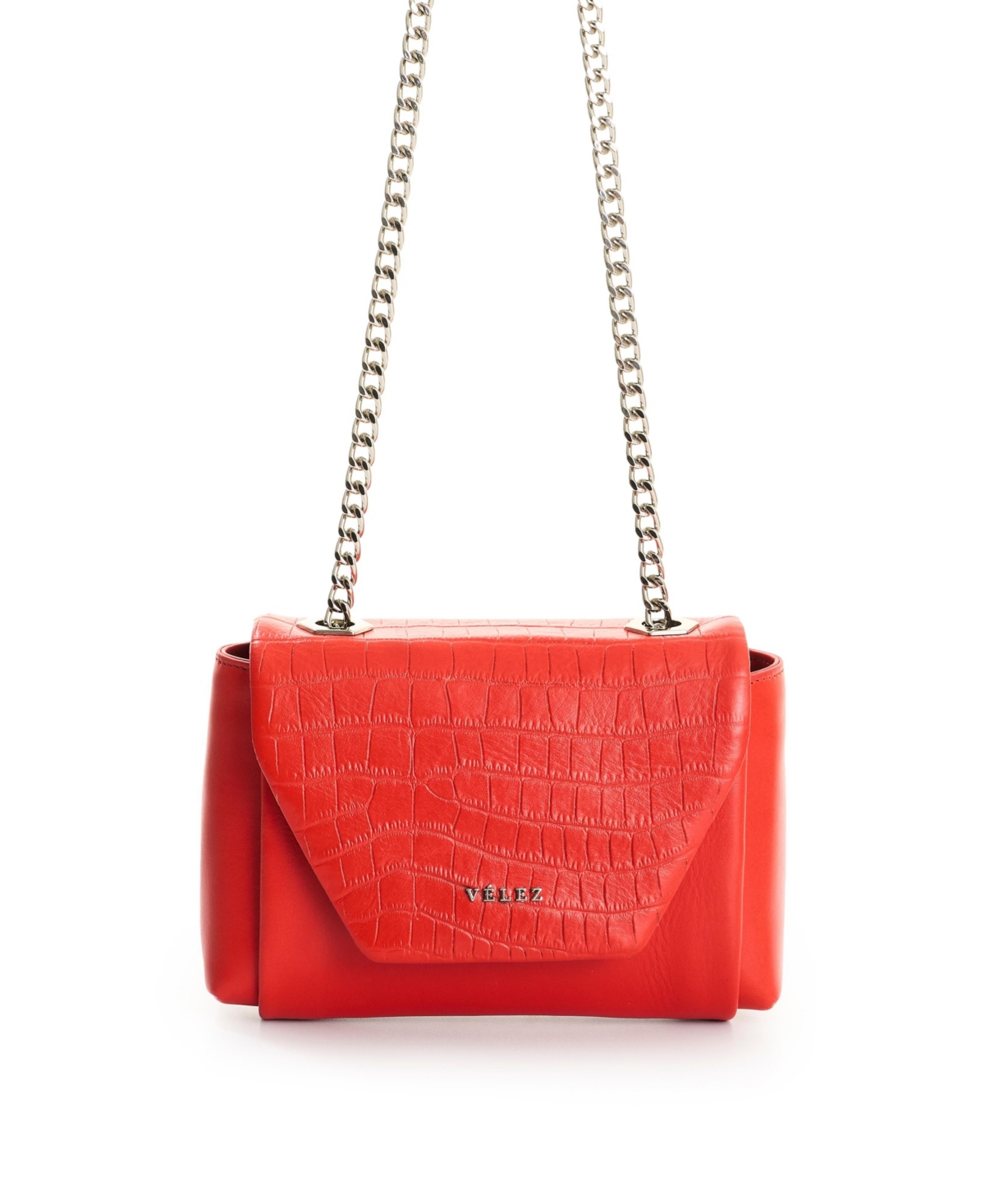 Click here for Velez WomensLeather Crossbody Bag with Chain - Red prices