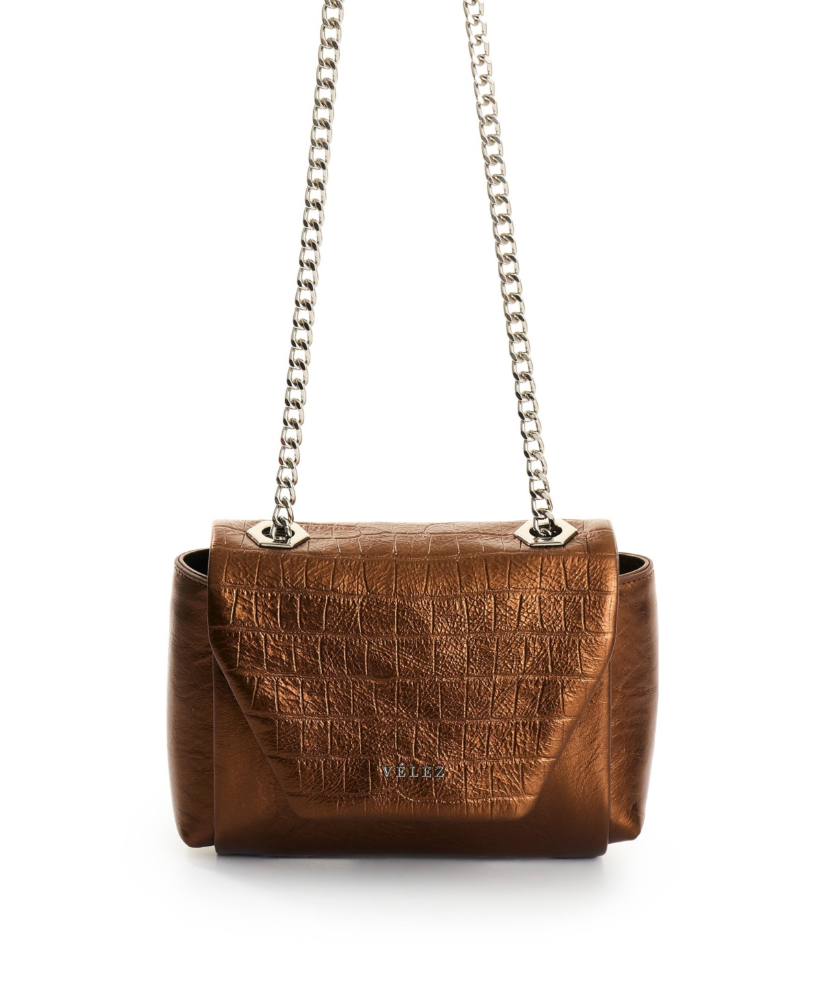 Click here for Velez WomensLeather Crossbody Bag with Chain - Bro... prices